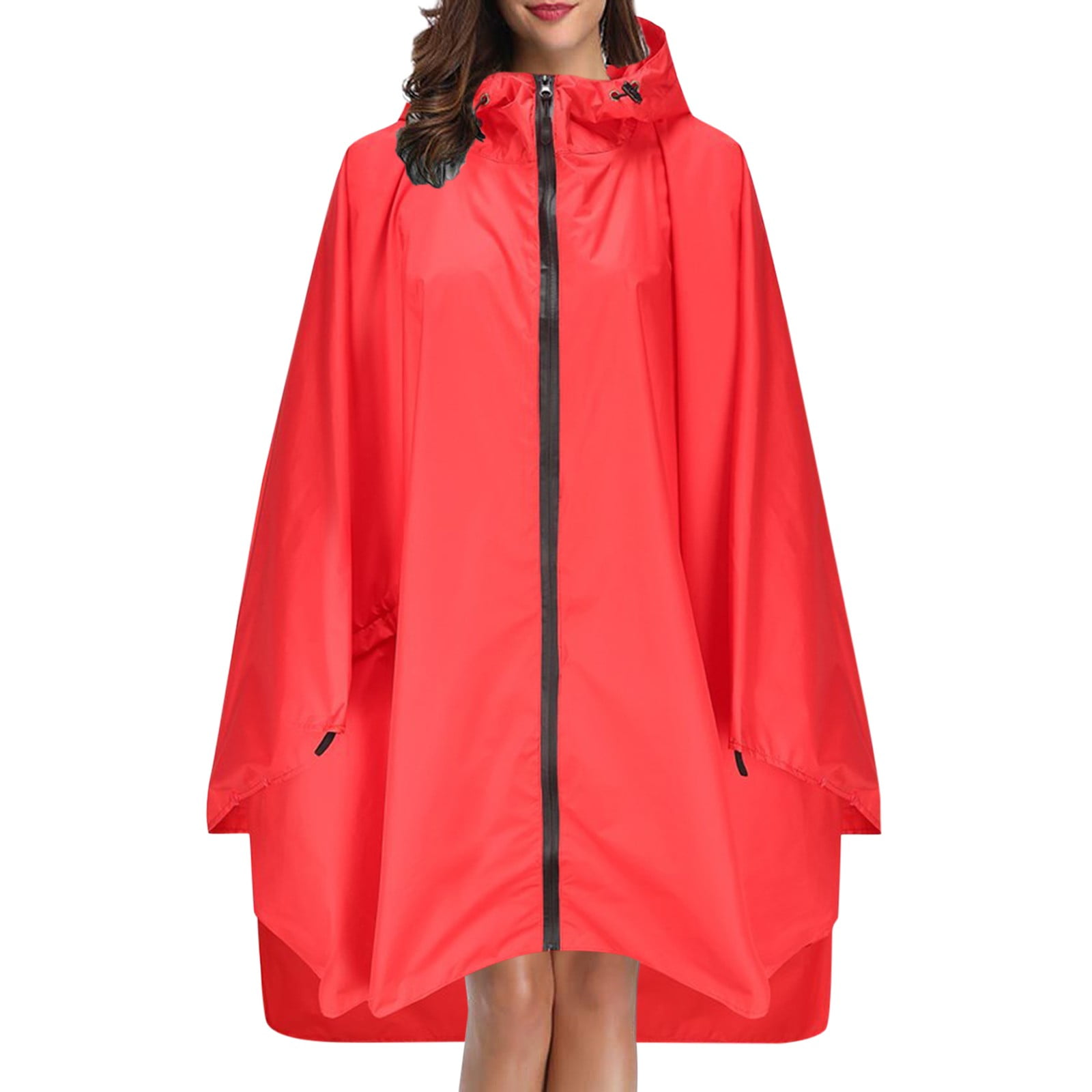 Rain Jackets for Unisex Red Fashion Jacket Coat Hooded Raincoat Adults ...