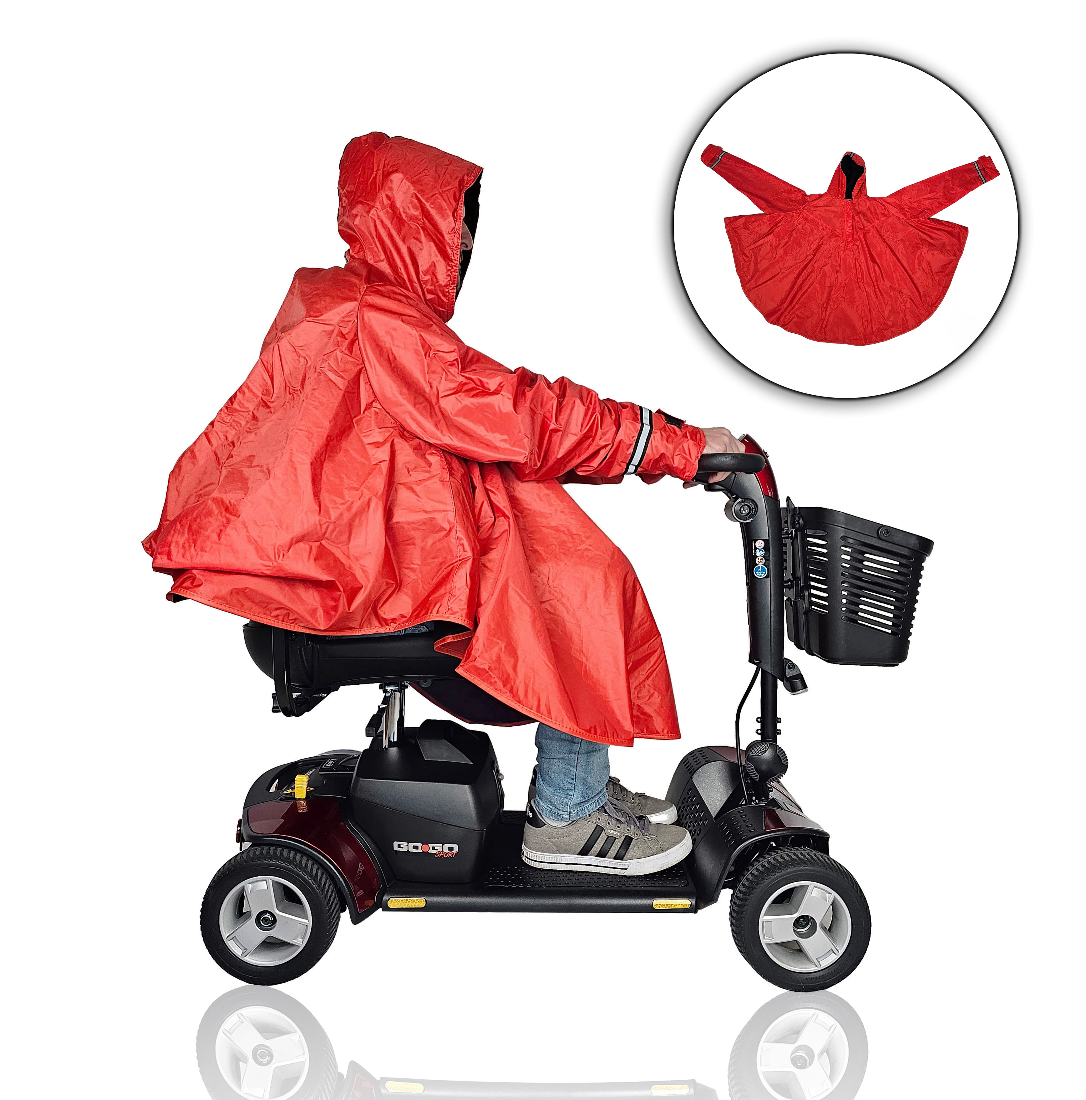 Rain PONCHO for Mobility Scooter Riders Deluxe warm Lining and safety ...