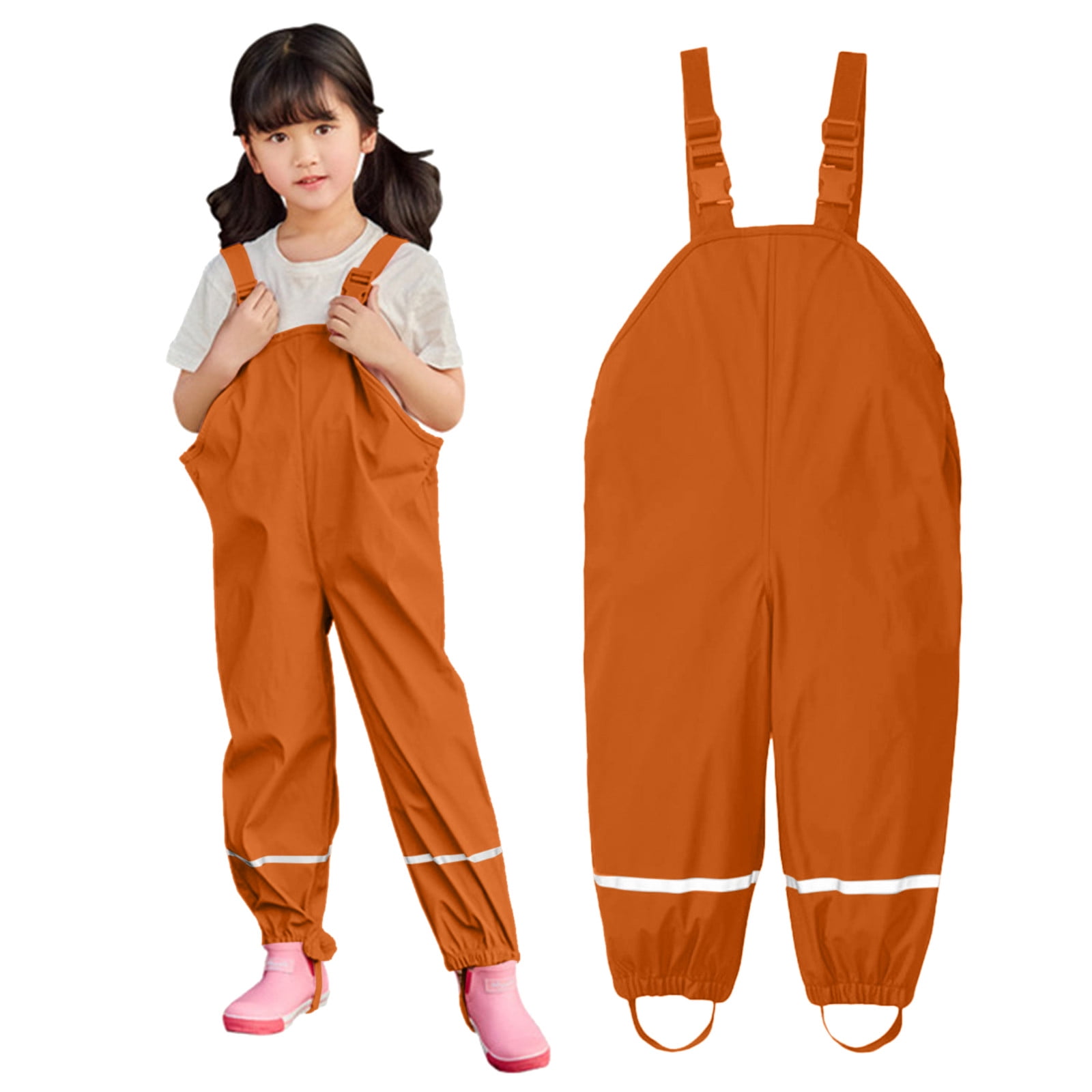 Rain Pants Kids Solid Mud Proof Rain Suspender Trousers Overalls ...