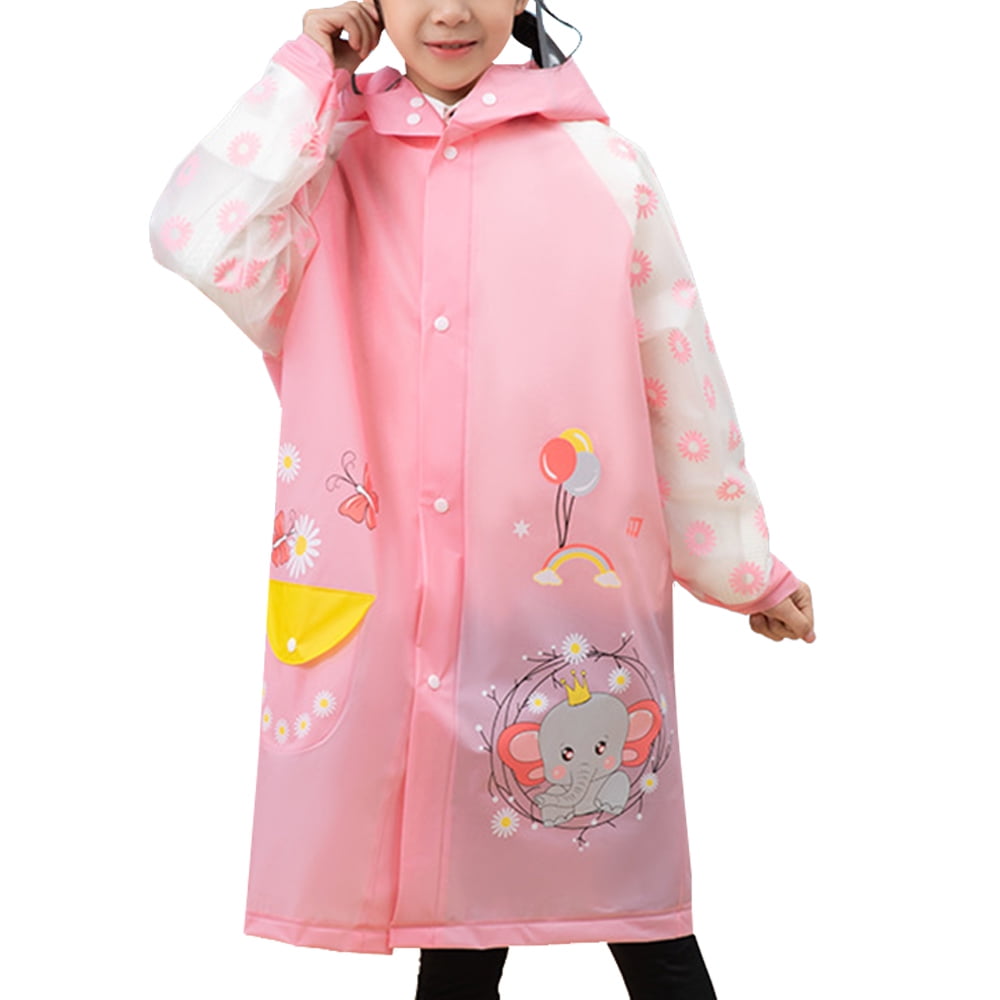 Rain Poncho Kids,Toddler Poncho with Hood,Waterpoof Rain Jacket Coat, Children Rainwear for Girl ...