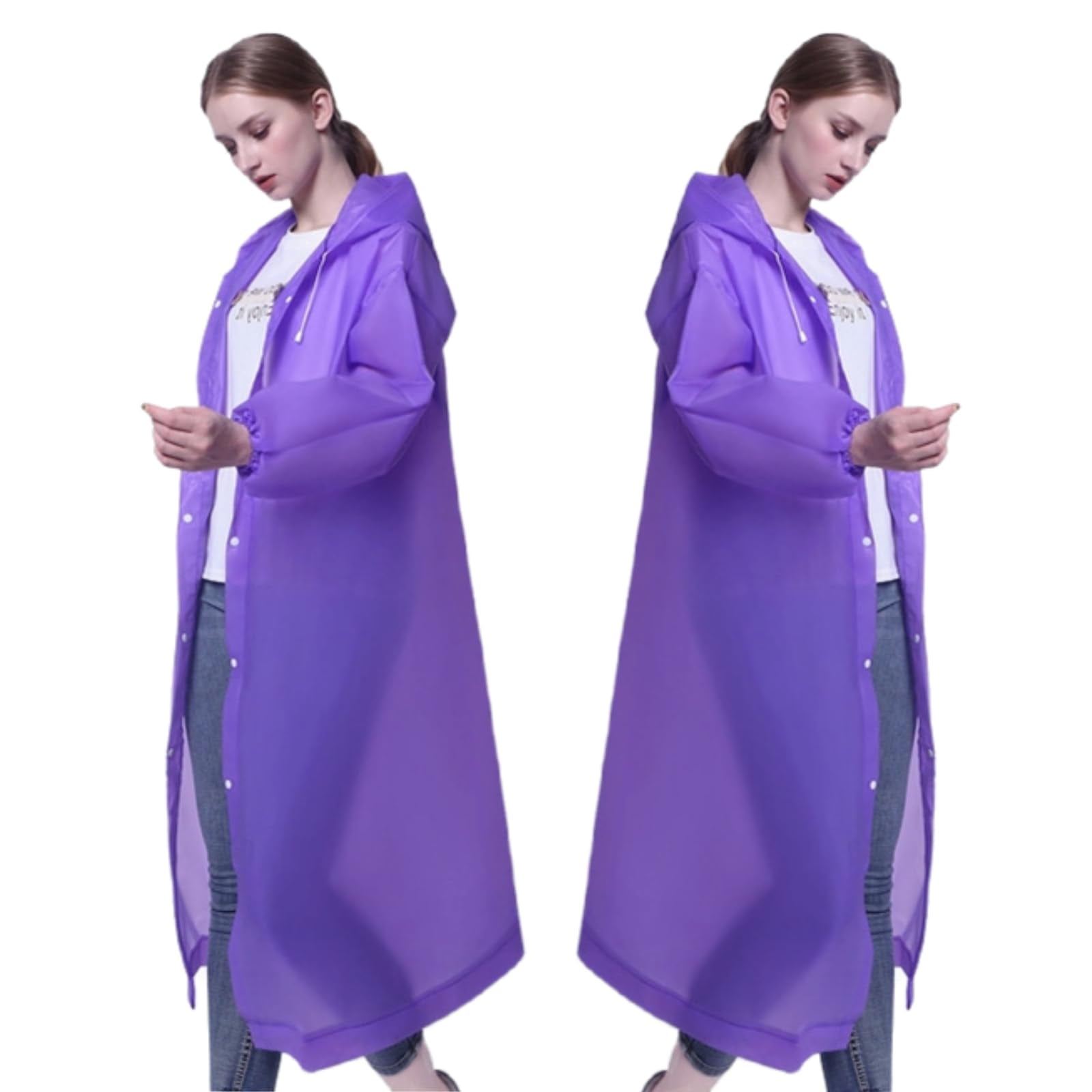 Rain Poncho Raincoats for Adult Reusable with Drawstring EVA Waterproof ...