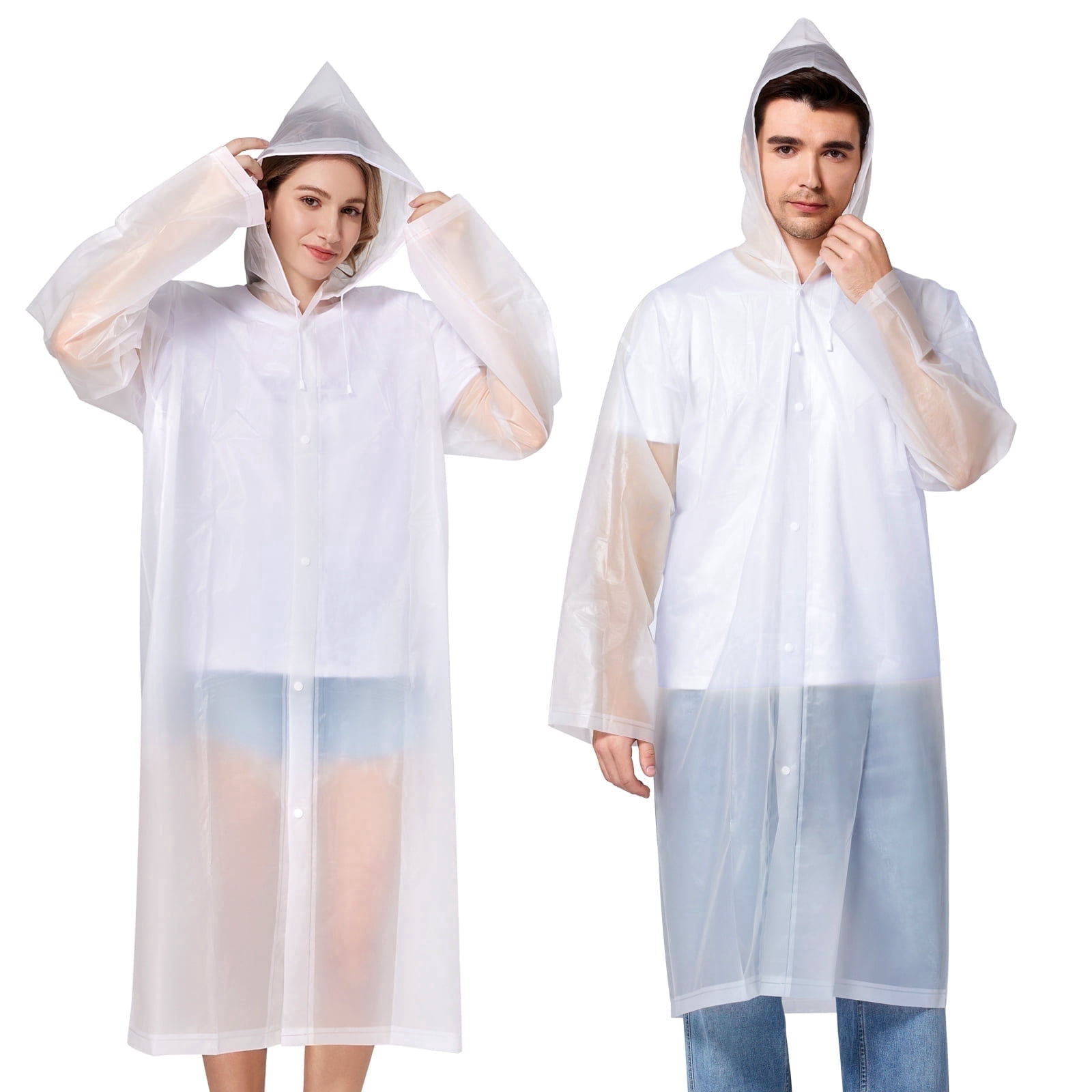 Rain Ponchos Waterproof 2 Pack, Raincoats EVA Rain Coats with Hood for ...
