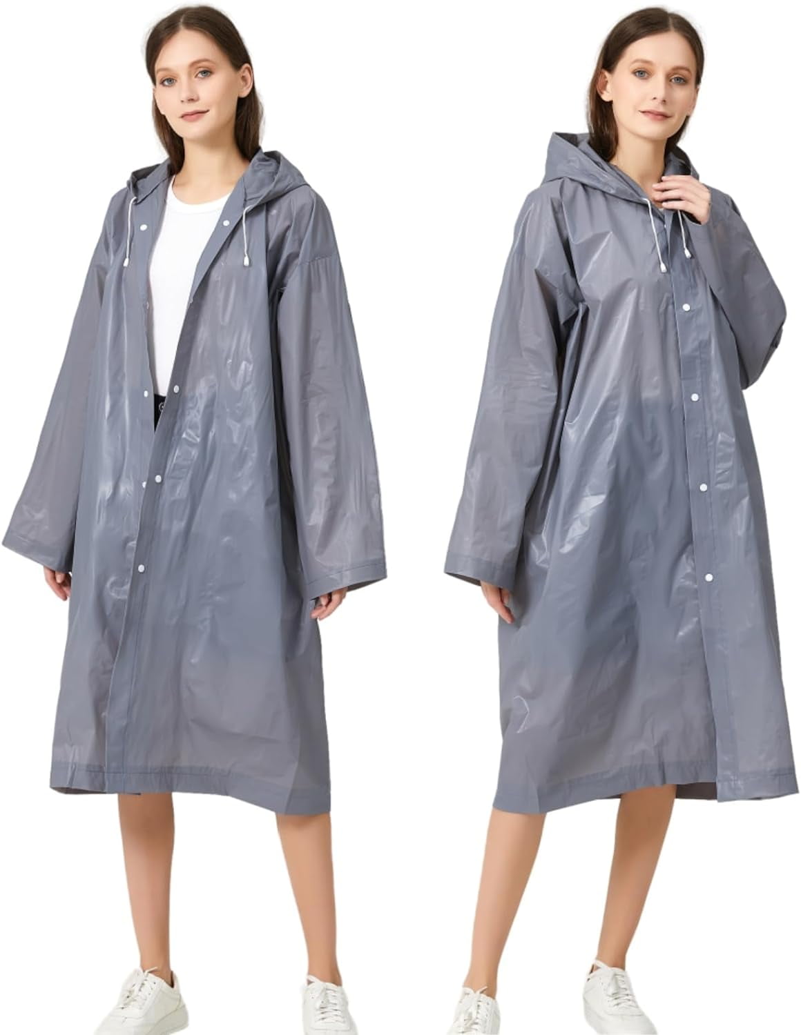 Rain Ponchos for Adults Women Men (2 Pack), Reusable EVA Raincoats ...