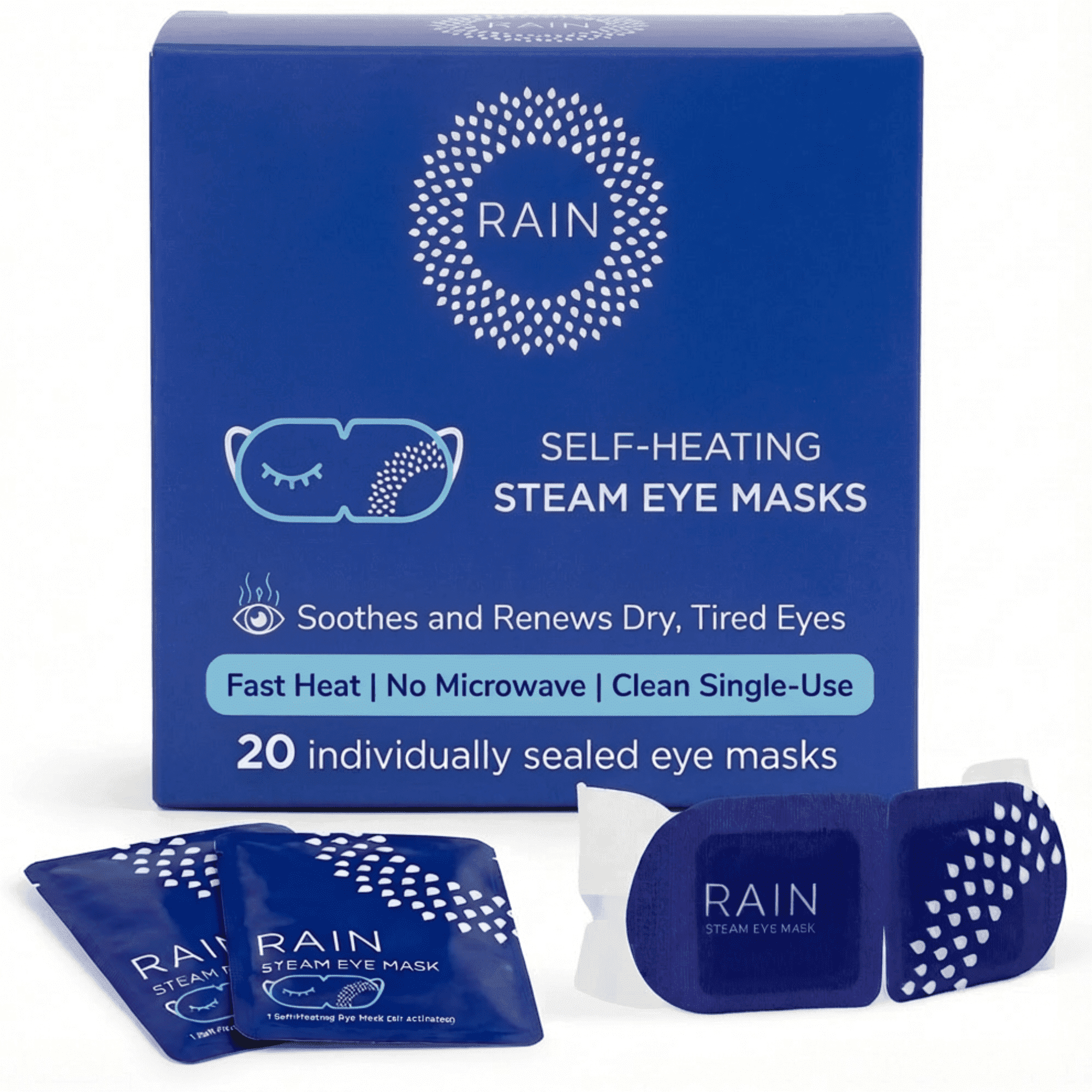 RAIN, Self-Heating Warm Compress Eye Mask, 20 Ct, Soothes Tired Eyes ...