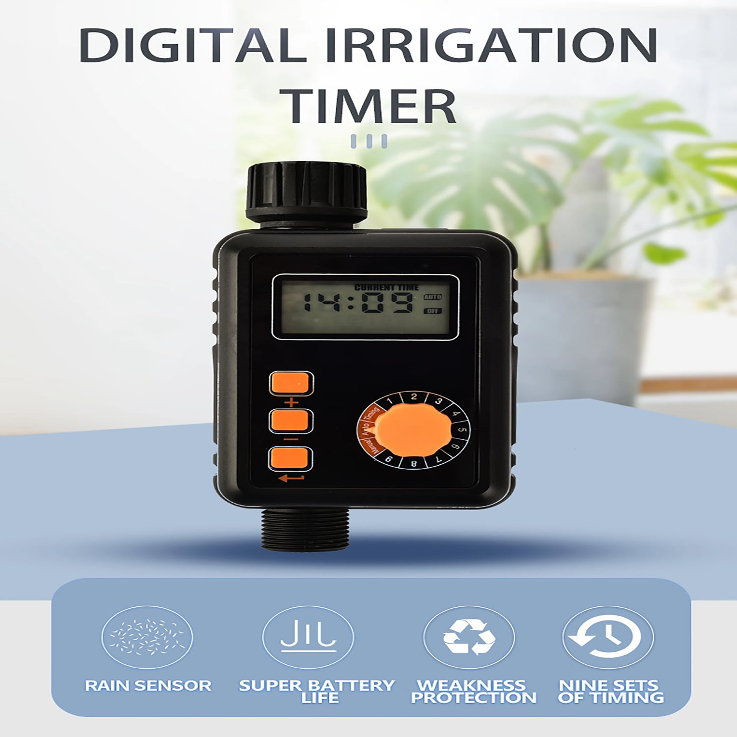 Automatic Rain Sensor Self-Closing Water Timer with LCD Display for ...