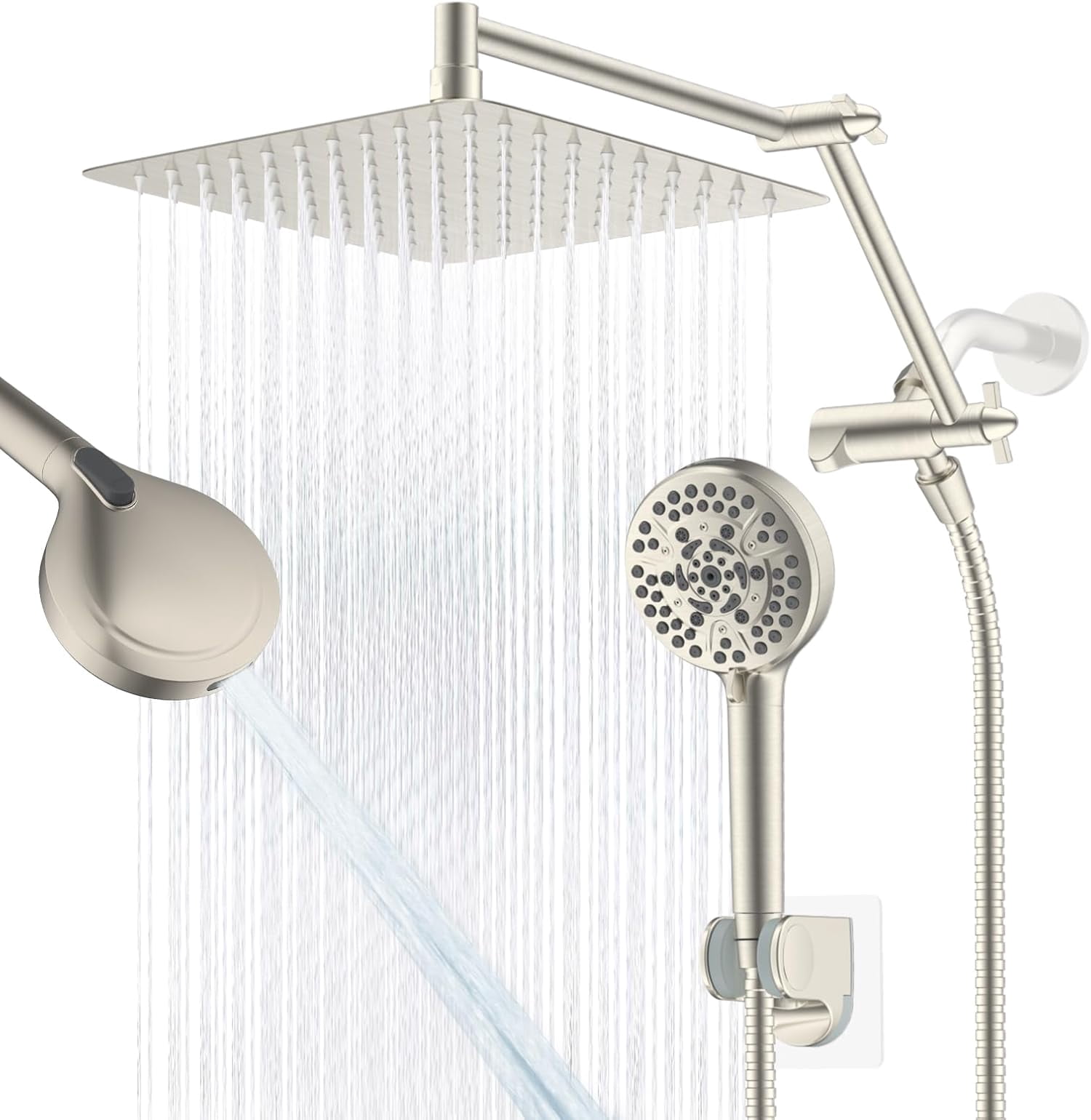 Rain Shower , 10" High Rainfall Shower with Handheld, 5" Large Handheld ...