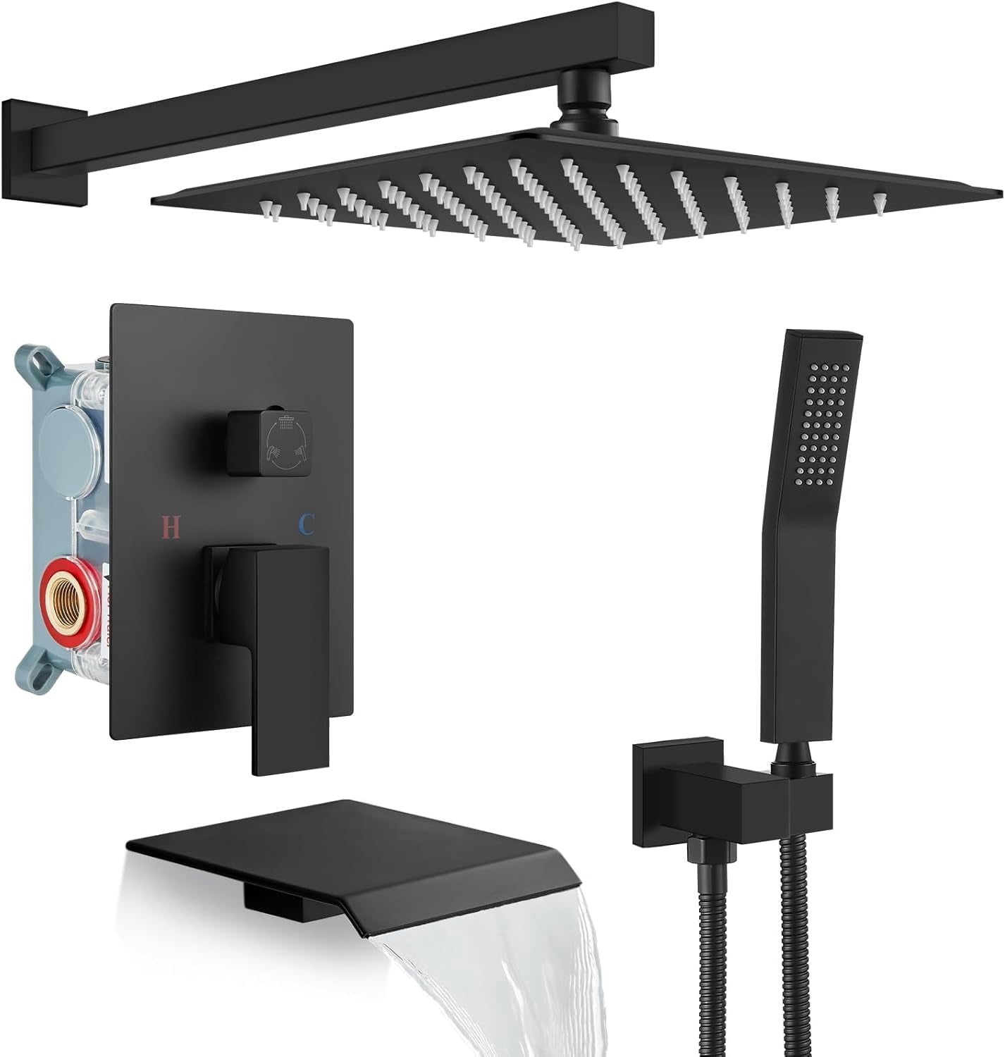 Rain Shower Faucet System Rainfall Shower Head with Handheld Sprayer ...
