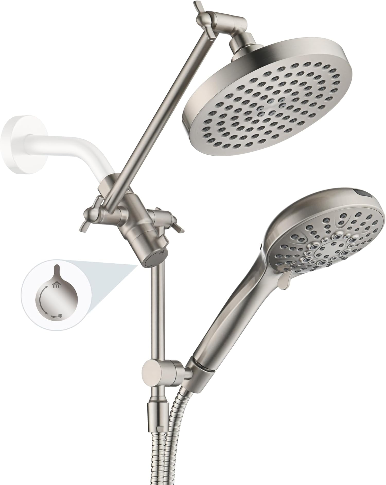 Rain Shower with Handheld Built-in Power Wash, High Dual Shower with ...
