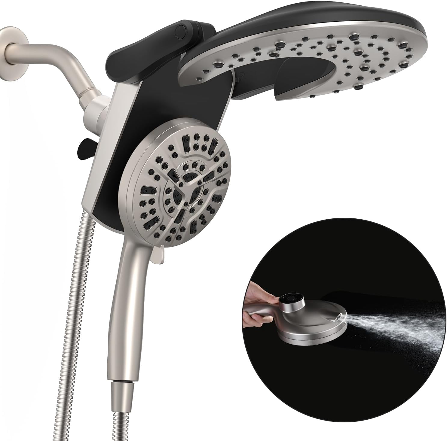 Rain Shower with Handheld: Foldable High Shower Heads with Handheld ...