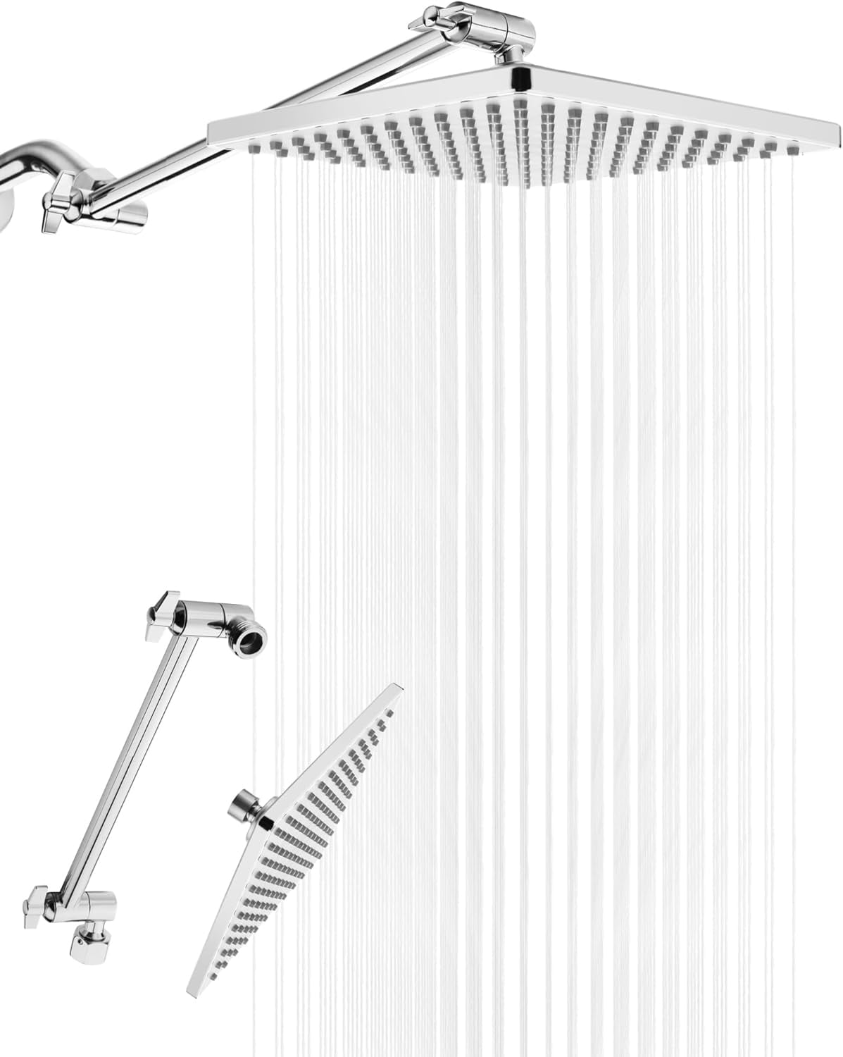 Rain Shower Head, 8'' High Pressure Rainfall Square Showerhead with 11 ...