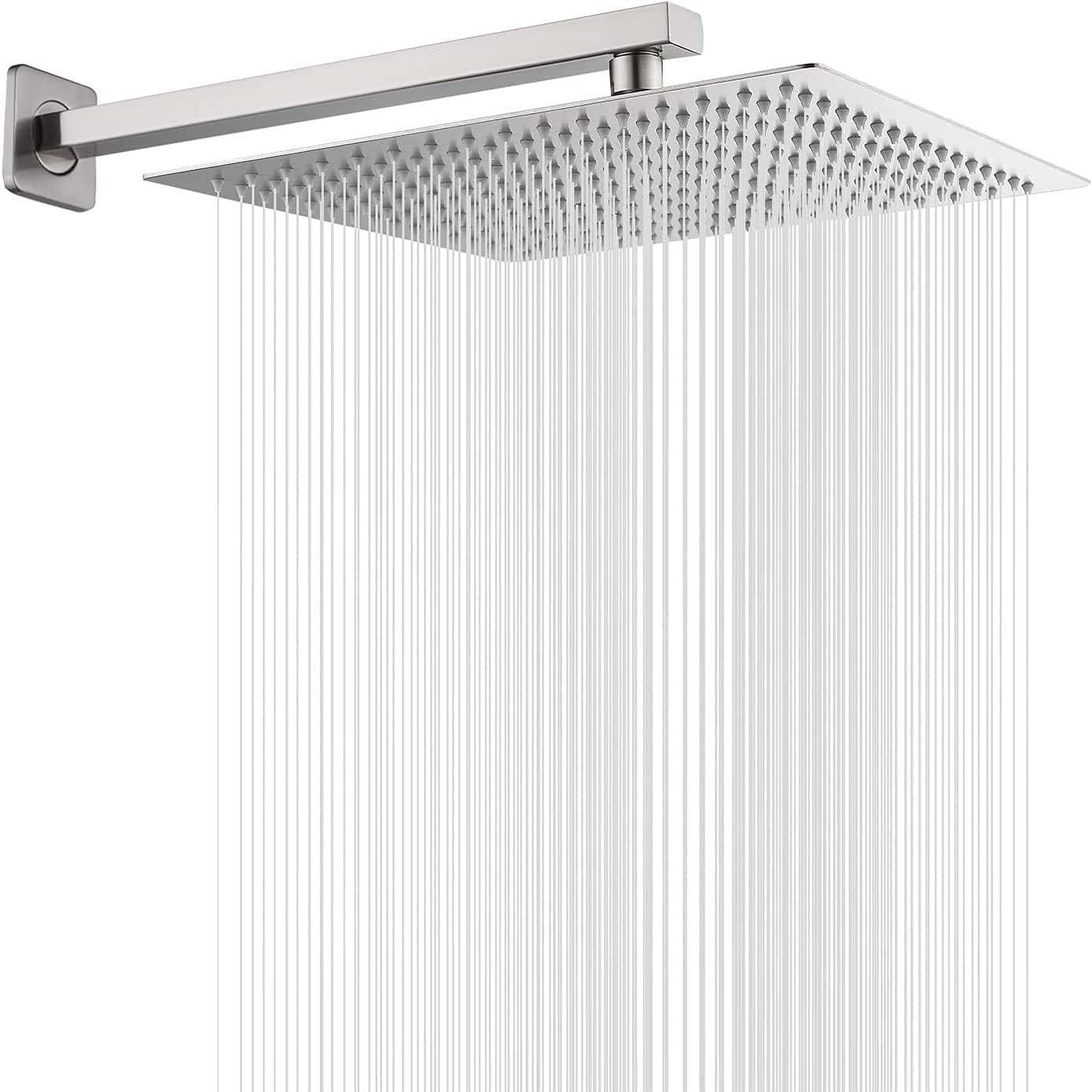 Rain Shower Head Brushed Nickel with Extension Arm 12 Inch Square ...