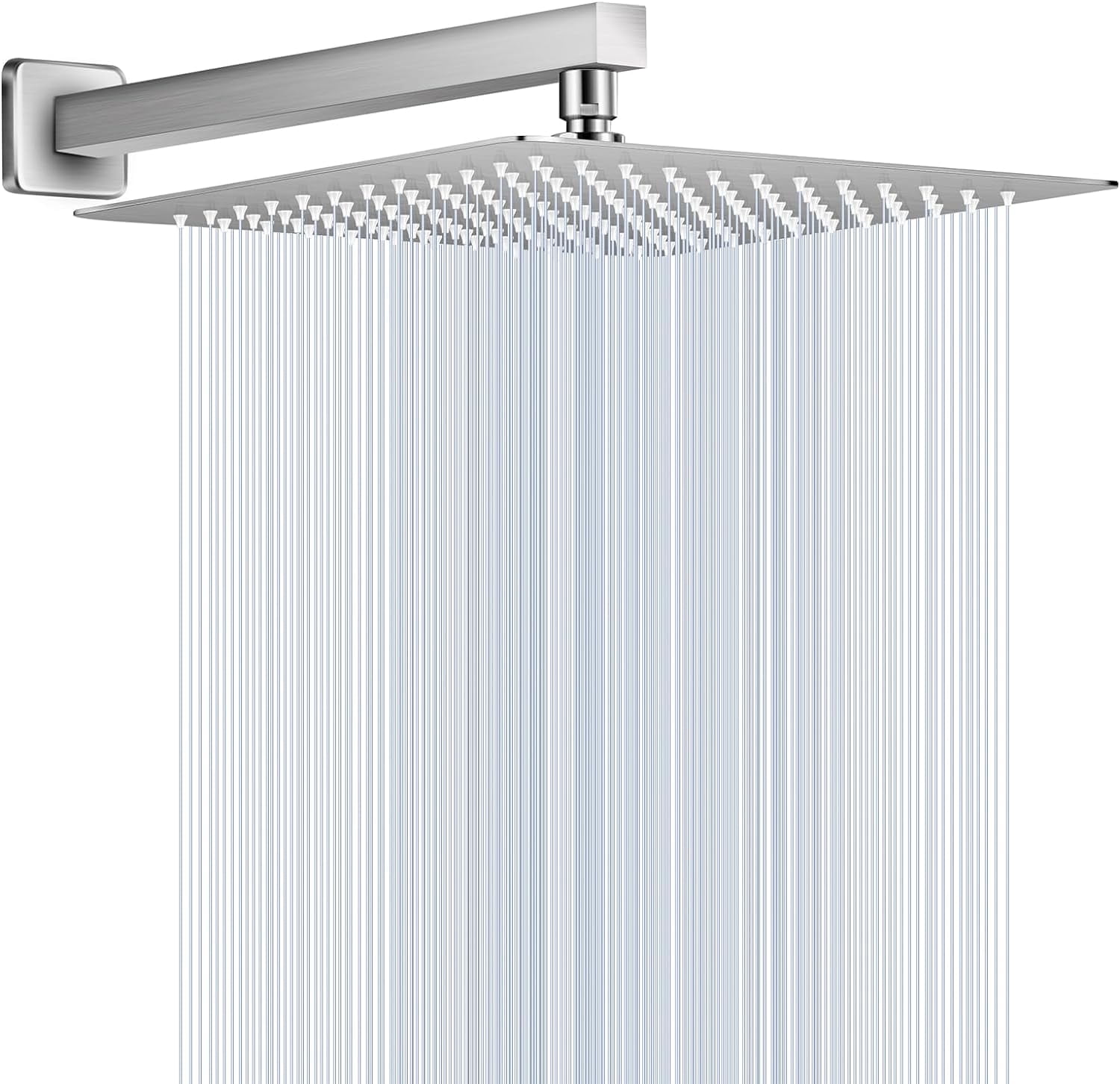 Rain Shower Head with Extension Arm Polished Chrome, 12" Rainfall ...