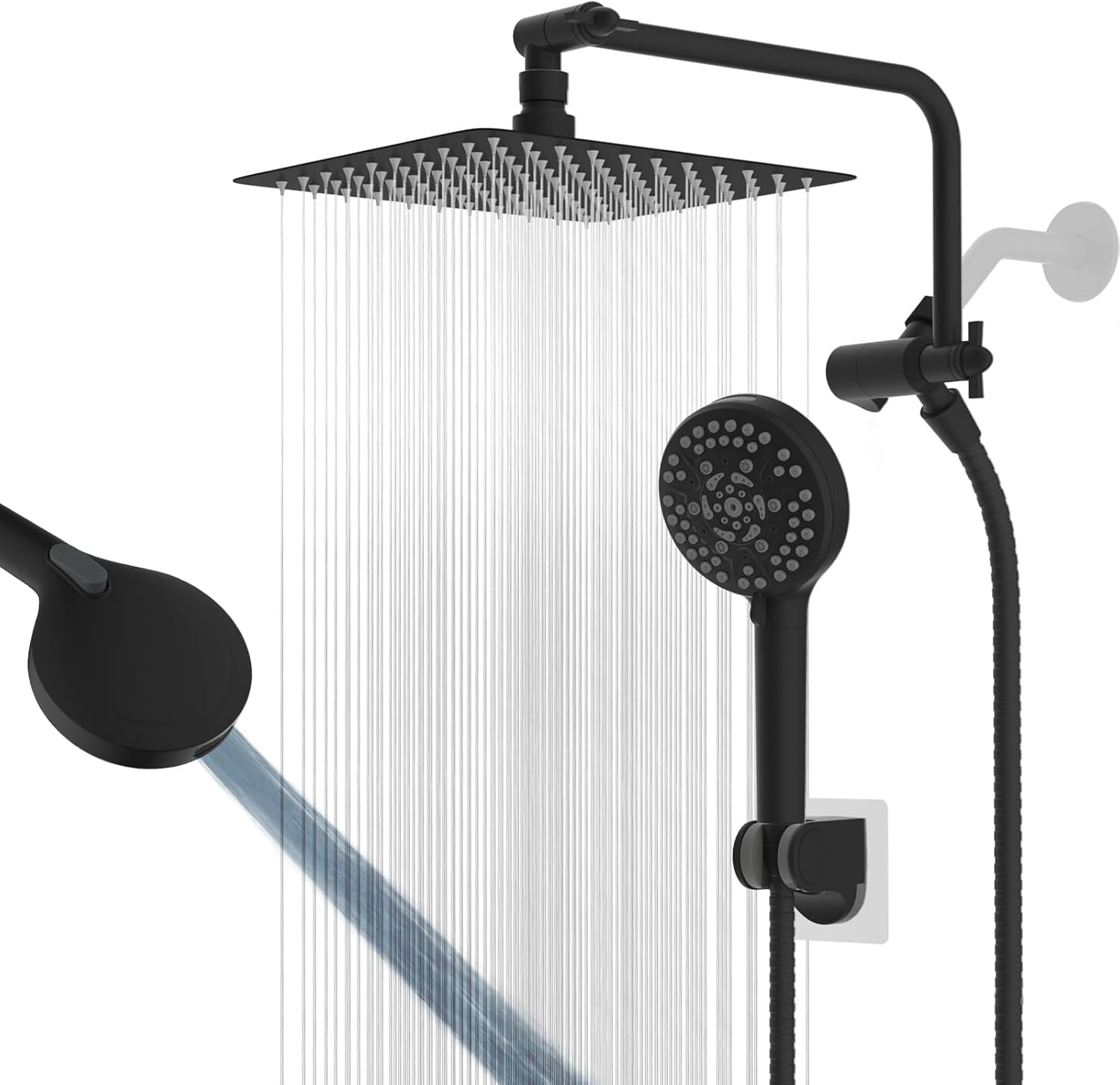 Rain Shower Head with Handheld Head High Pressure 10" Rainfall ...