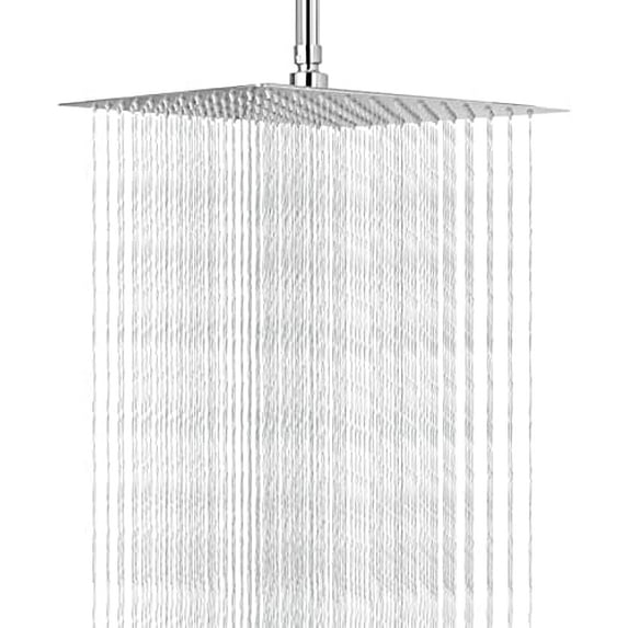 Rain Shower Head, High Flow Stainless Steel Square Rainfall Shower ...
