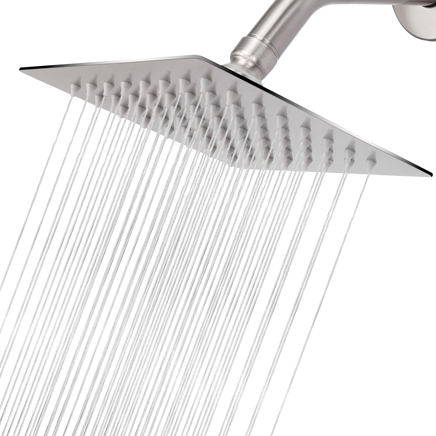 Rain Shower Head, High Flow Stainless Steel Square Rainfall Shower ...