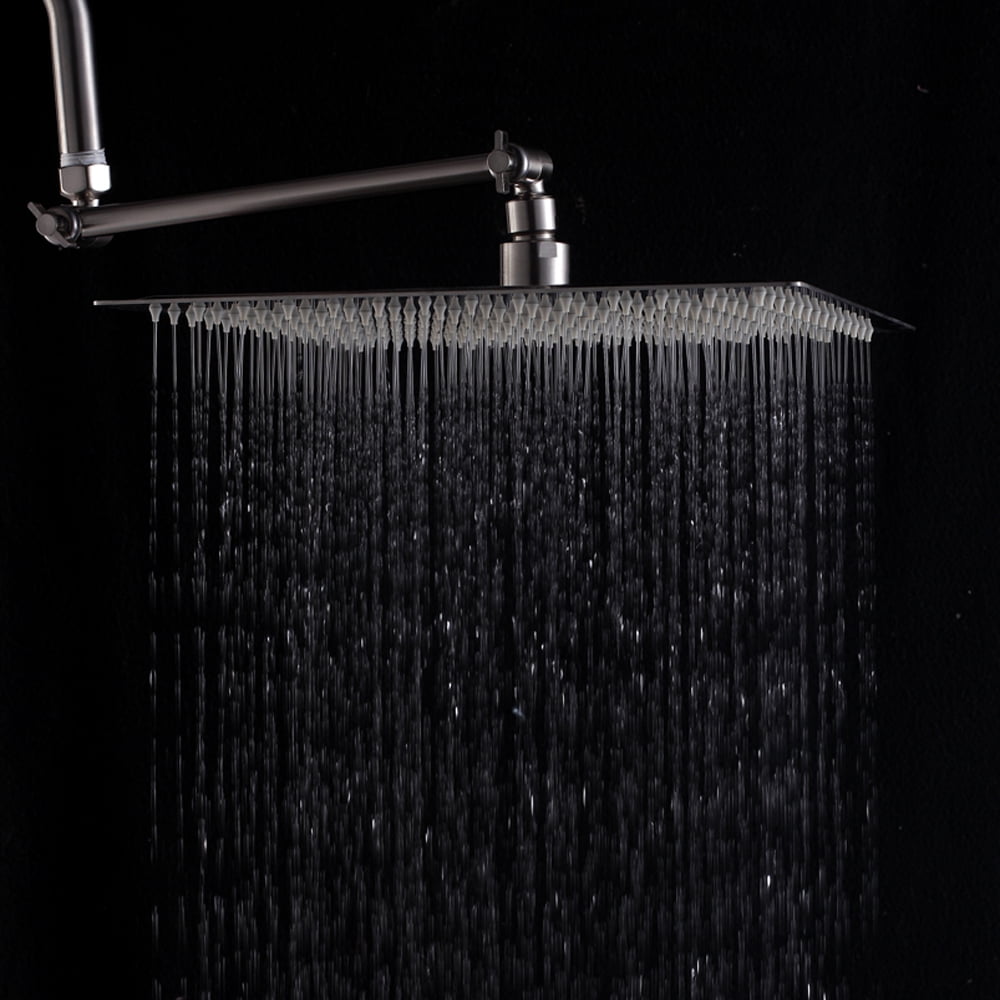 Rain Shower Head with Shower Arm (12 Inch Square,Brushed Nickel ...