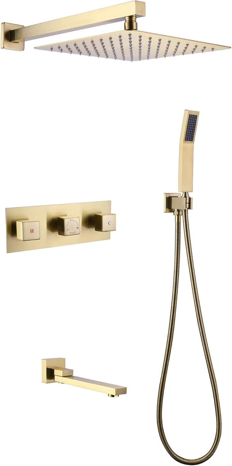 Rain Shower System with Handheld Spray 3-Way Shower Faucet Set Wall ...