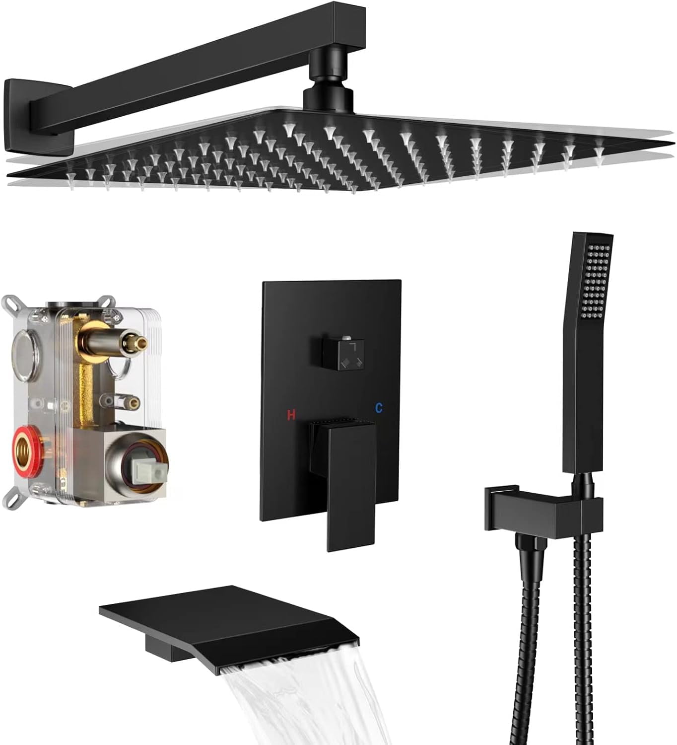 Rain Shower System Shower Head with Handheld Set for Bathroom Pressure ...