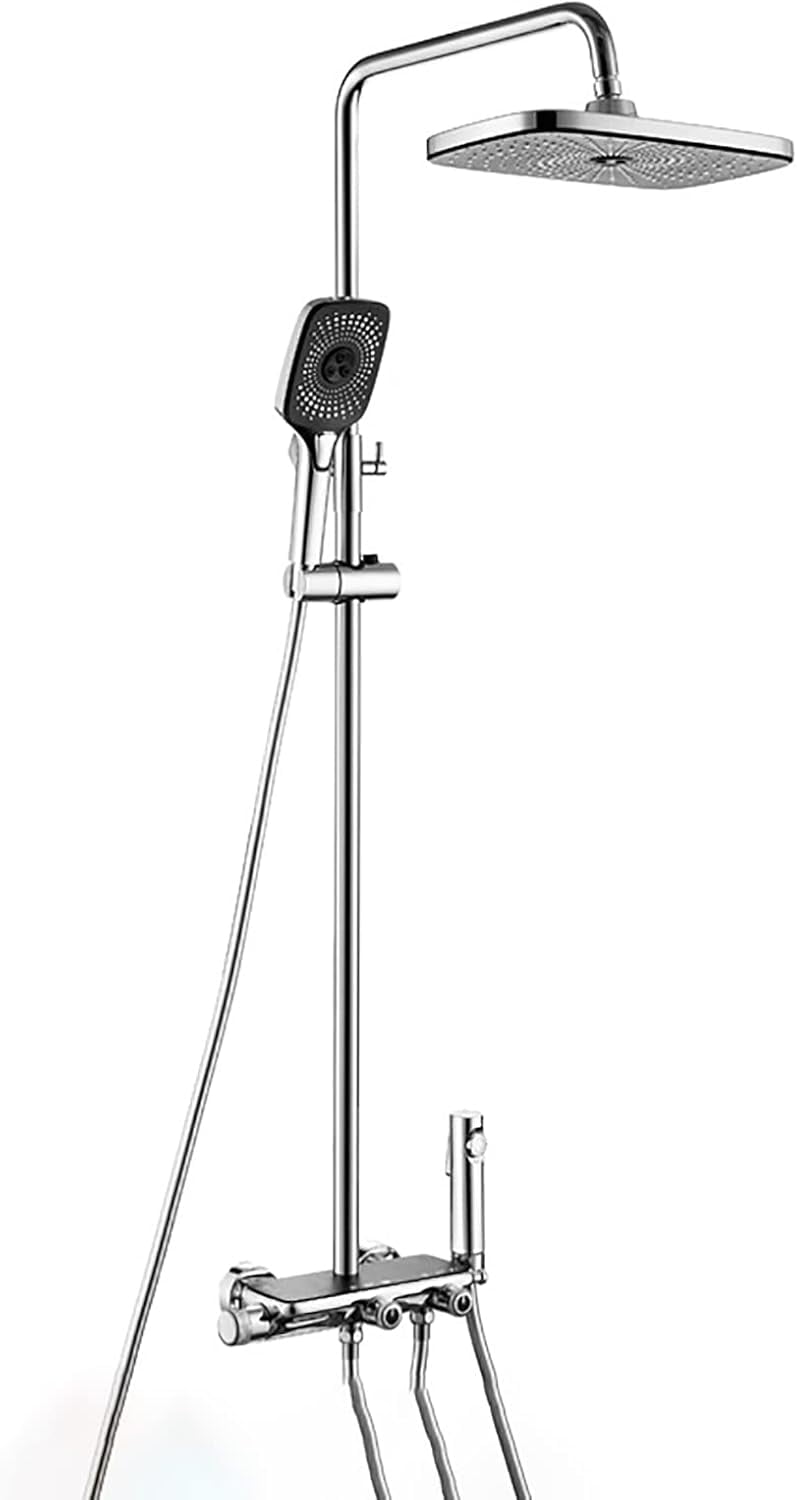 Rain Shower System Thermostatic Shower Faucet Set Wall Mount Shower ...