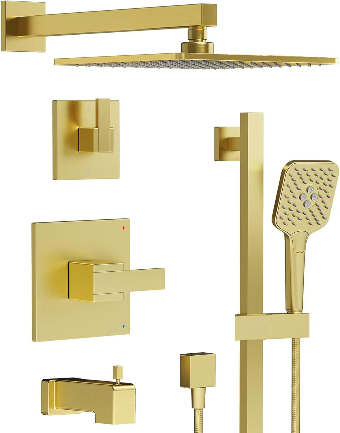 Rain Shower System with Tub Spout, Bathtub Shower Faucet Set Including ...