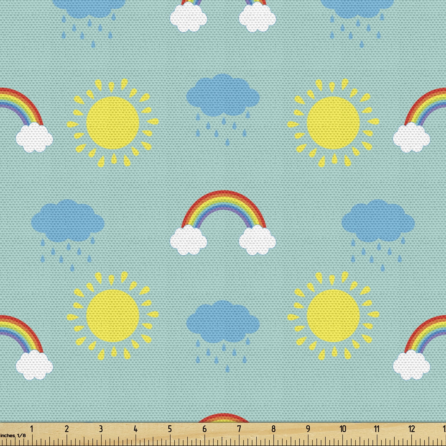 Ambesonne Rain Fabric by the Yard Upholstery, Weather and Seasons Theme ...