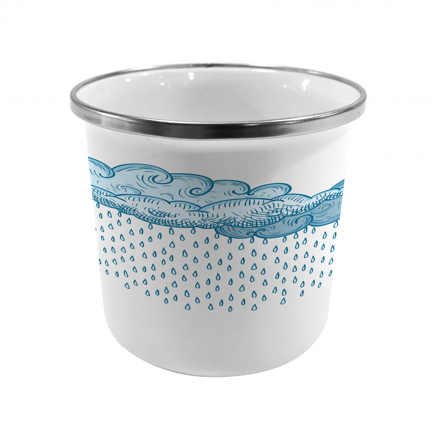 Rain Steel Camping Mug, Abstract Funk Style Cloud Forms Made with ...