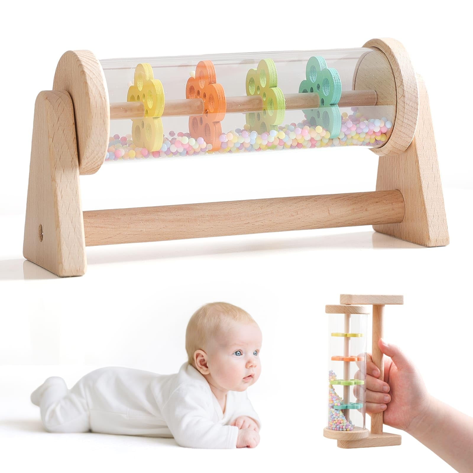 Rain Stick Toy with Stand - Sensory Sound Training Tool for Kids, Tummy ...