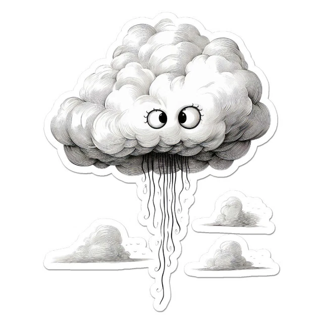Rain Storm Cloud Sticker Indoor Outdoor Phone Decal Water Bottle ...