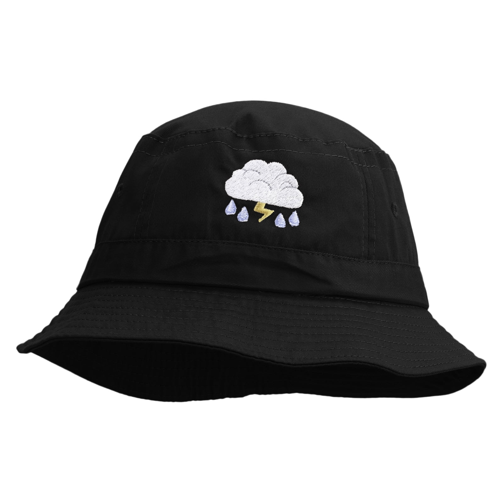 Rain Storm Embroidered Pigment Dyed Bucket Hat - Black OSFM - Walmart.com