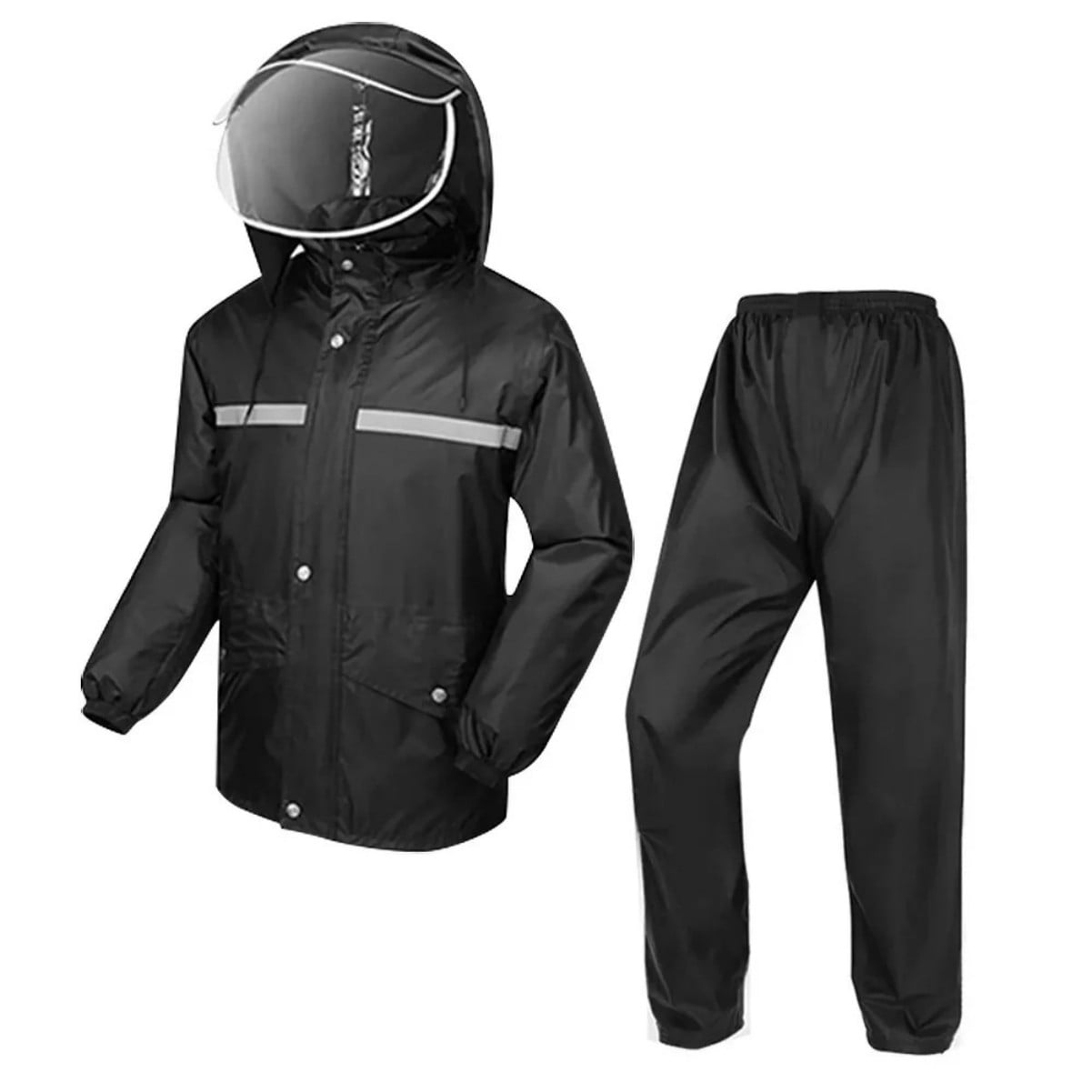 Rain Suit Jacket Trouser Suit Raincoat for Men & Women, Waterproof Outdoor Sport Rain Gear Black ...