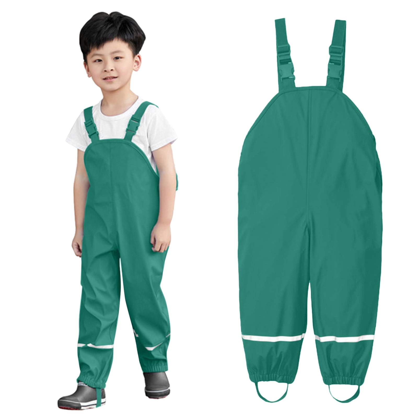 Rain Suit Kids Solid Windproof Mud Jumpsuit Rain Suspender Trousers ...