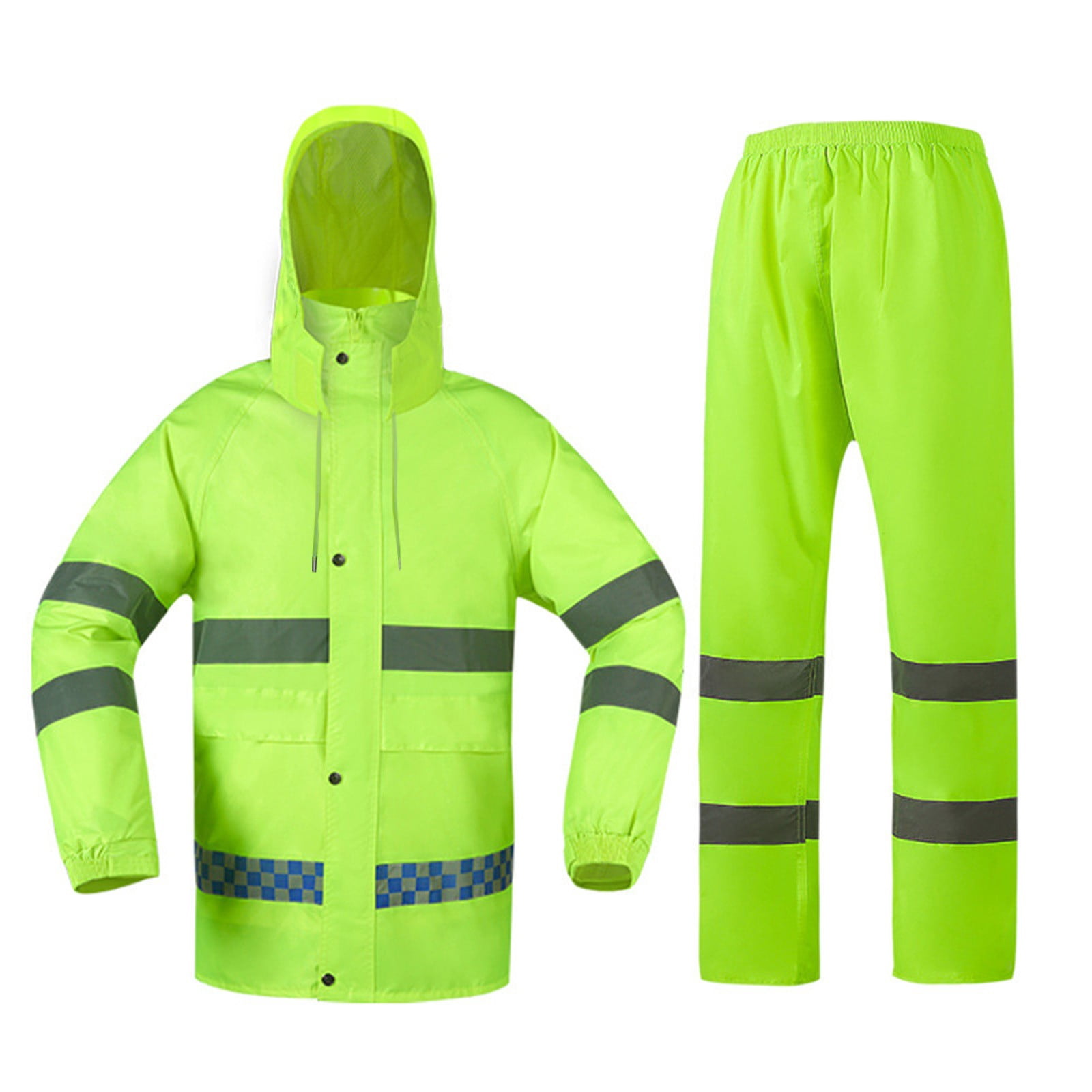 Rain Suits for Men Women Waterproof Lightweight Reflective Hood Rain ...