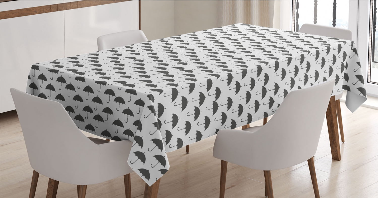 Rain Tablecloth, Umbrella Rainy Day Concept in Graphic Style Stormy ...