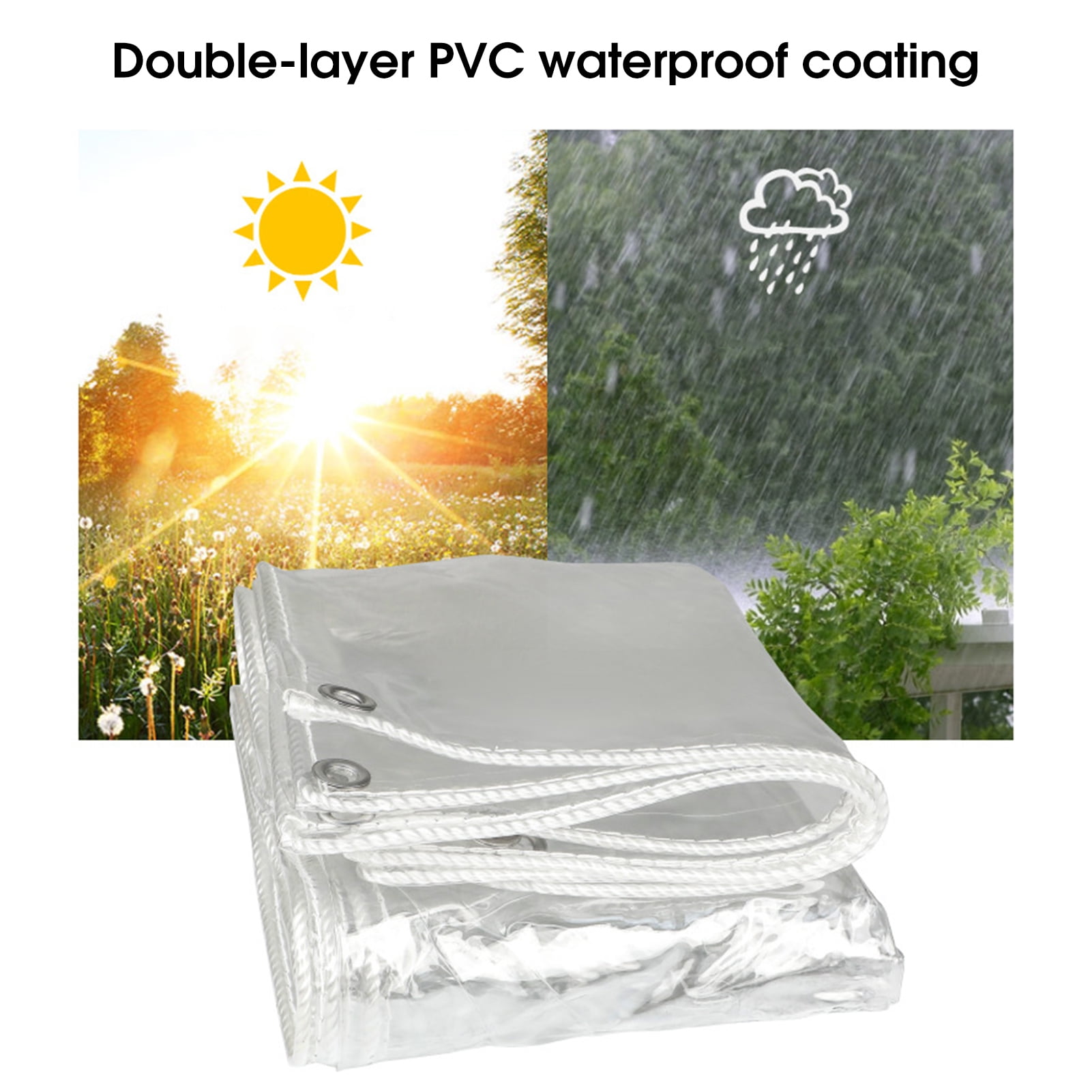 Rain Tarp, Tarpaulin Transparent Waterproof Clear Tarps with Grommets ...