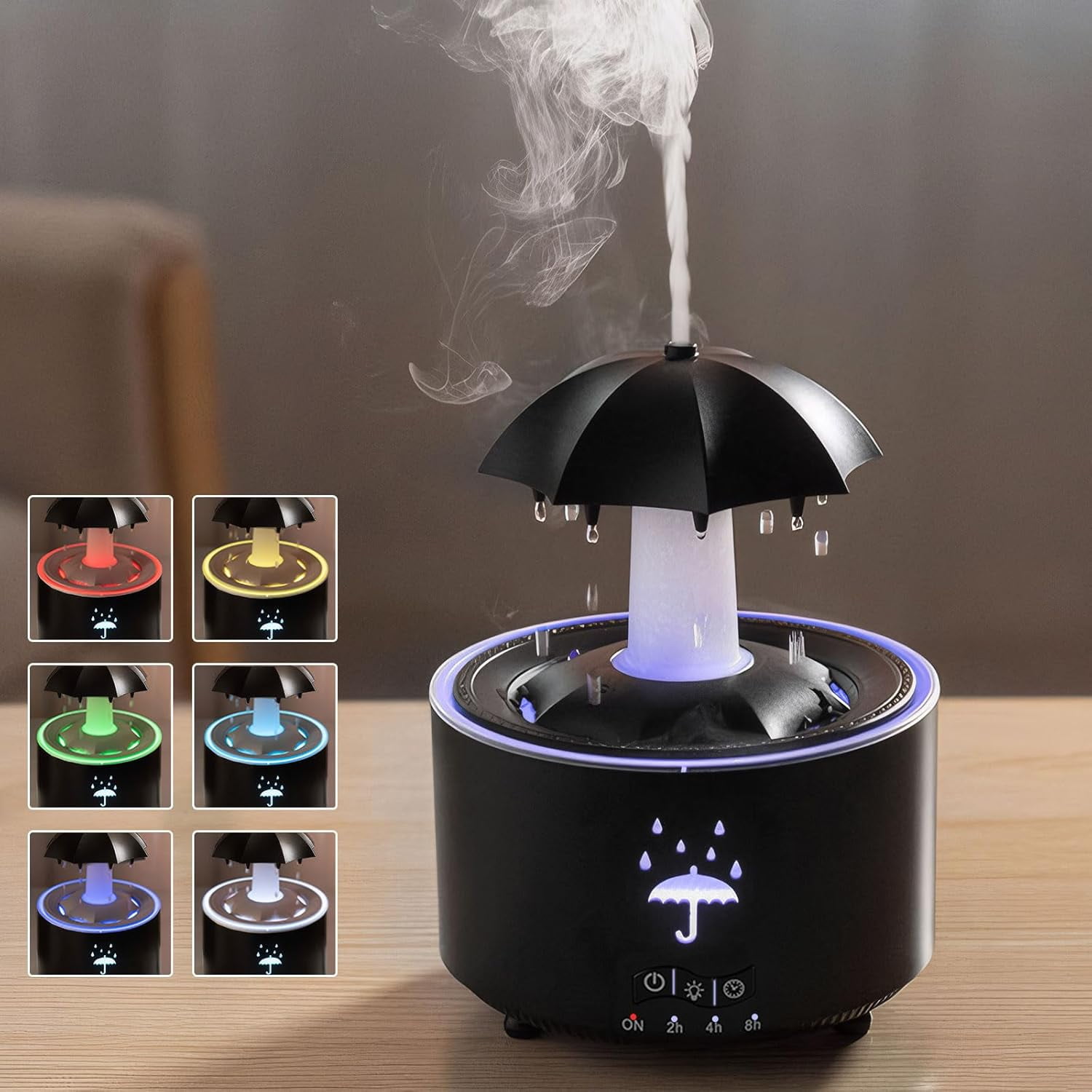 Rain Umbrella Humidifier & Aroma Diffuser with Soothing Rain Sounds ...