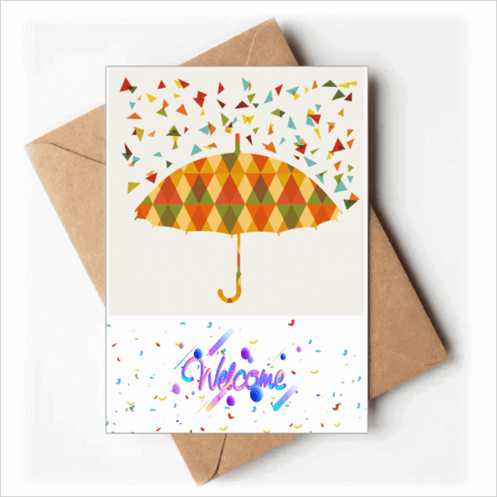 Rain Umbrella Weather Drip Pattern Welcome Back Greeting Cards ...
