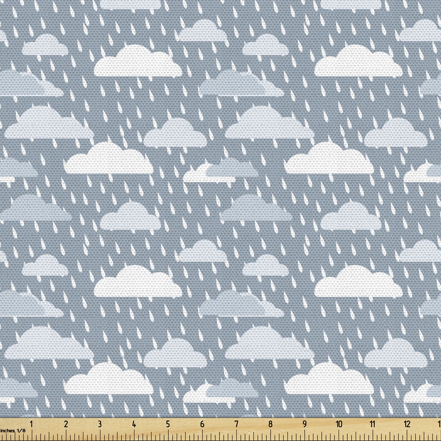 Ambesonne Rain Fabric by the Yard Upholstery, Rainfalls and Puffy ...