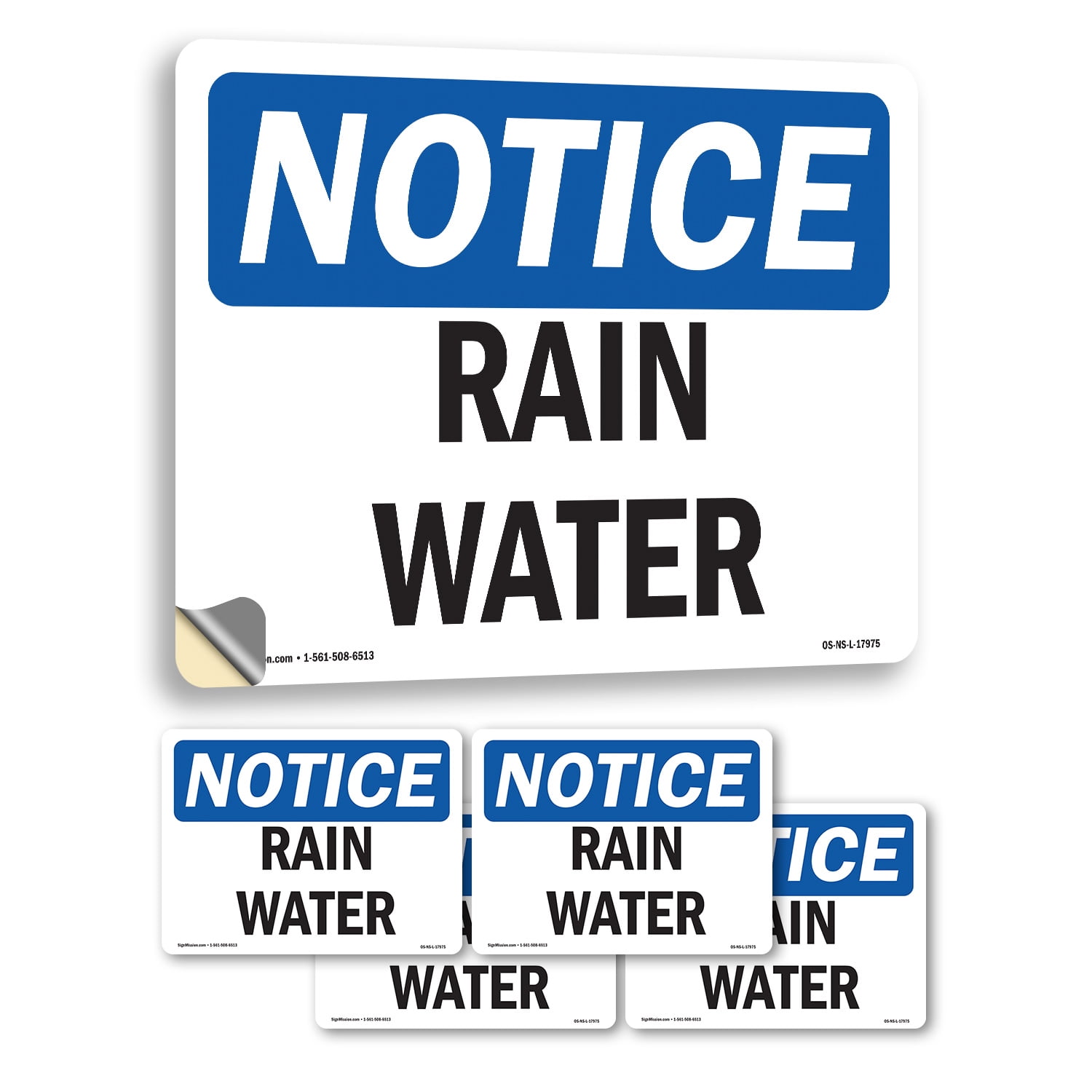 Rain Water OSHA Notice Vinyl Decal Label 18 Inch x 12 Inch - 5 Pack ...