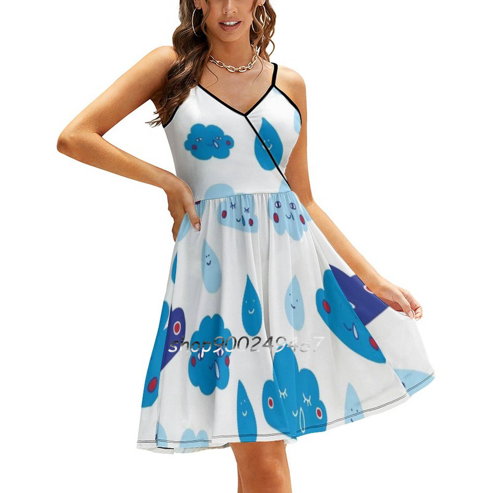 Rain With A Chance Of... Evening Party Dresses Midi Sexy Dress Female ...