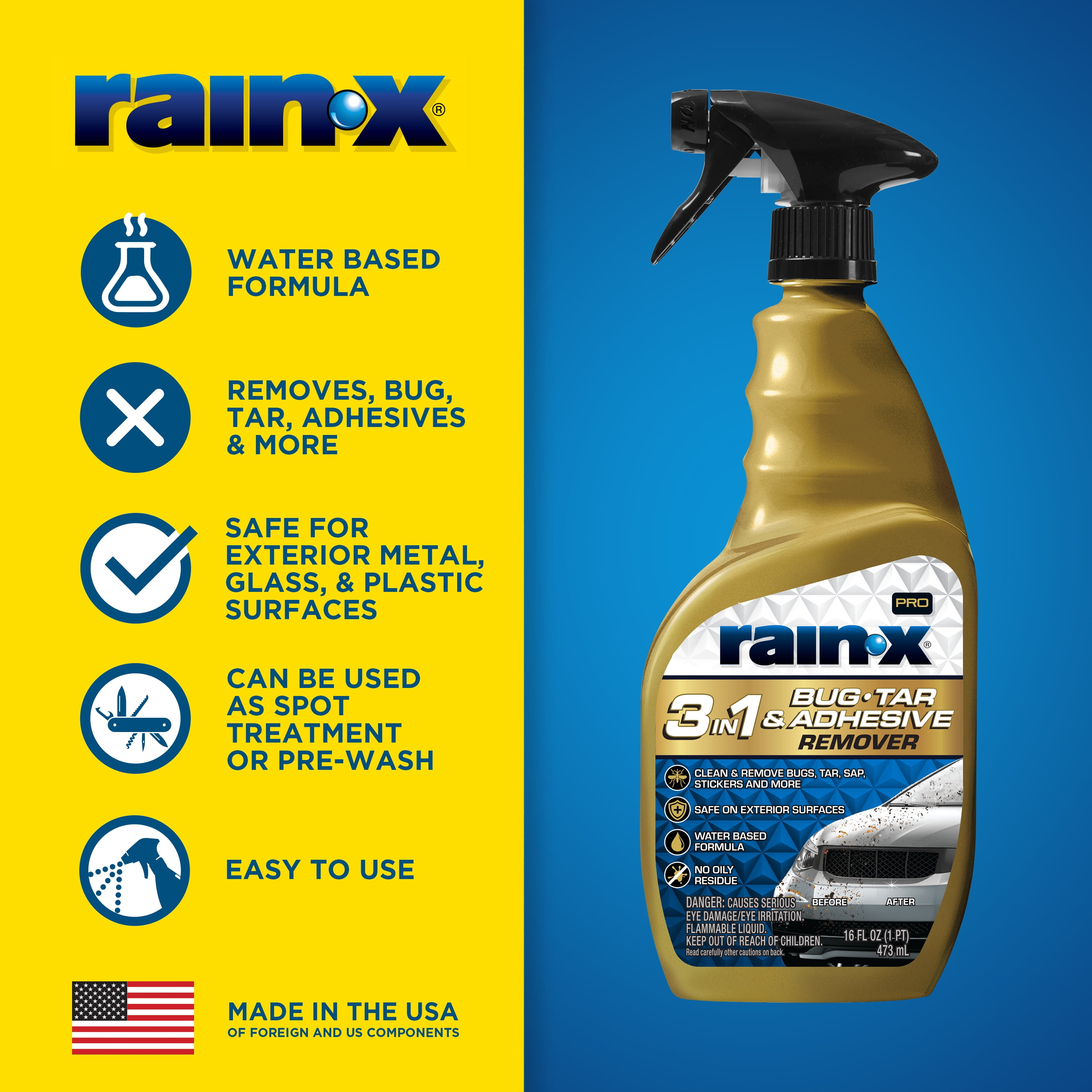 Rain-X® Pro 620213SRP 3-in-1 Bug, Tar and Adhesive Remover, 16 oz ...