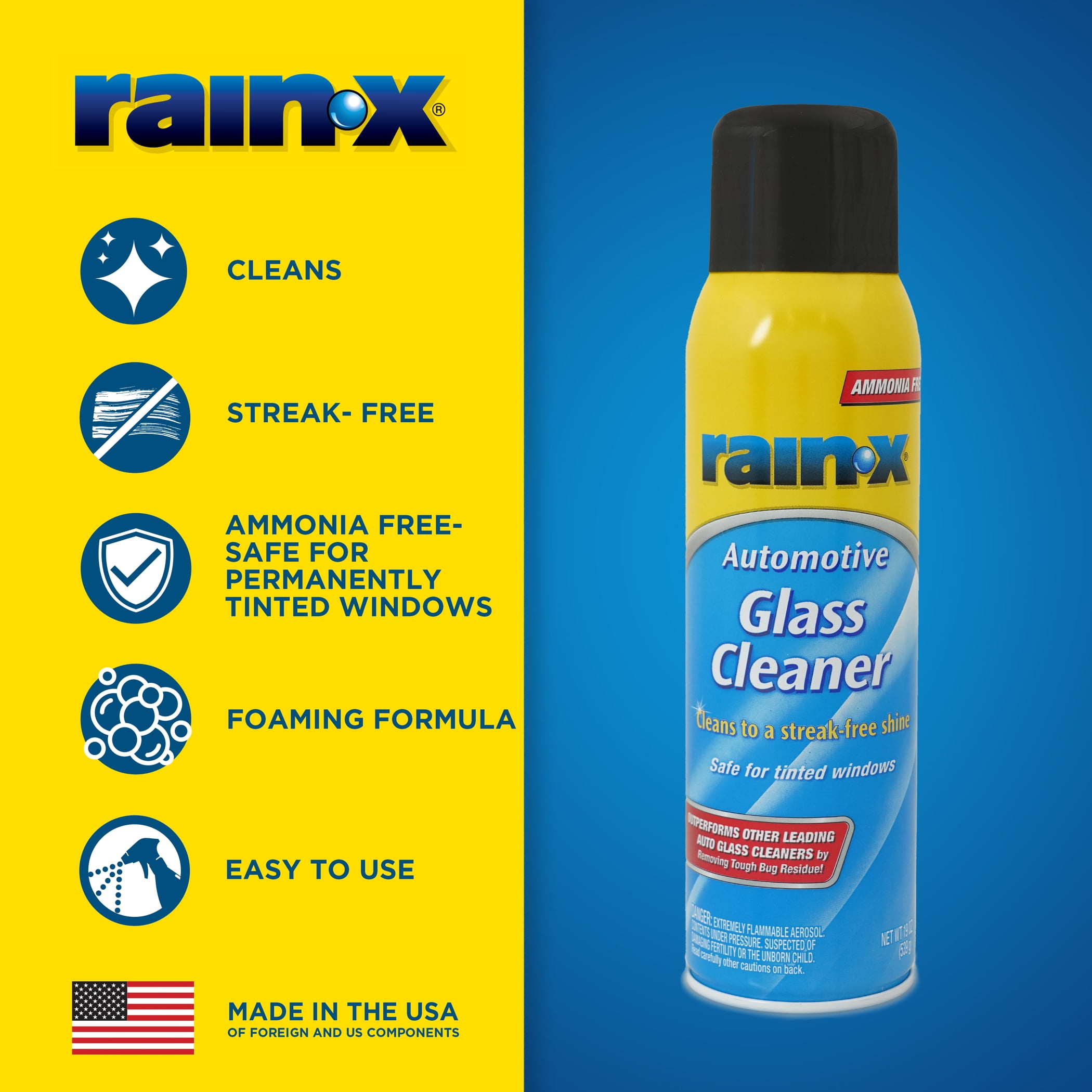 Rain-x Automotive Glass Cleaner Aerosol 19oz - 630175 - Walmart.com