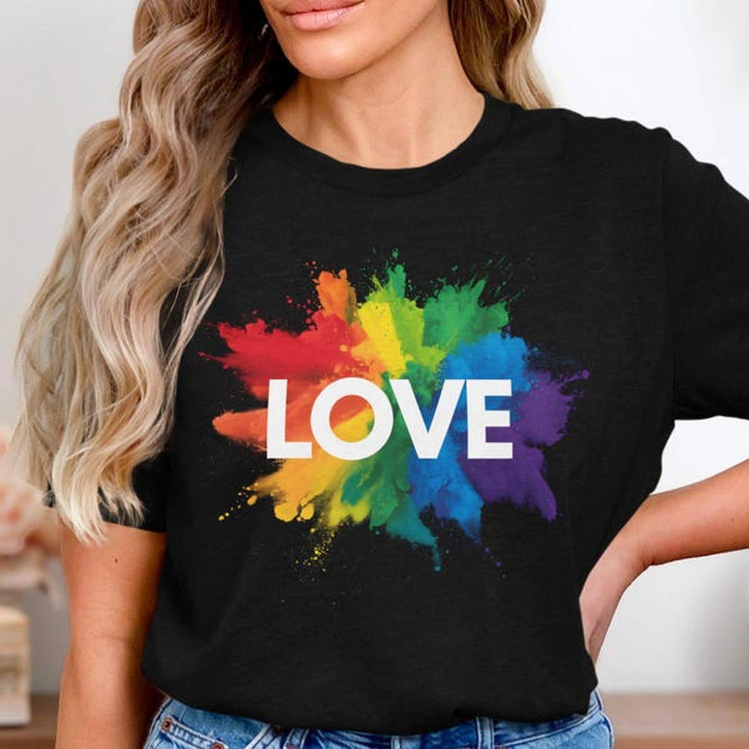 RainB1Ow Love T-S1Hirt Design, Colorful Pride Graphic T1EE, L1GBTQ ...