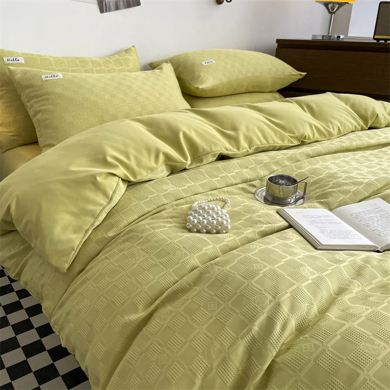 RainFire Three Four Pieces Set Solid Color Simple Washable Cotton Queen ...