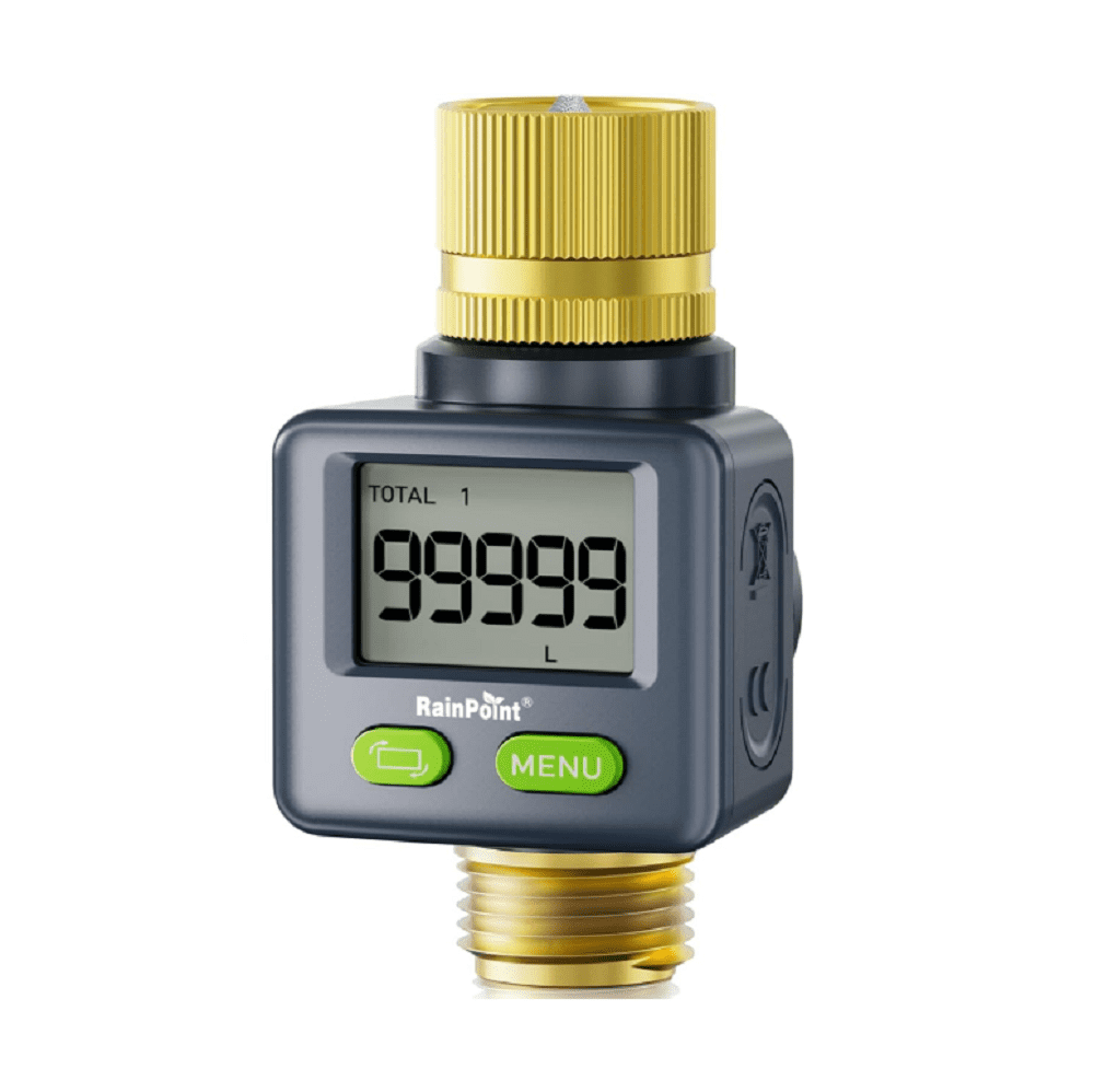 RainPoint Digital Water Flow Meter with Brass Inlet & Outlet for Gardening Water Sprinkler RV ...