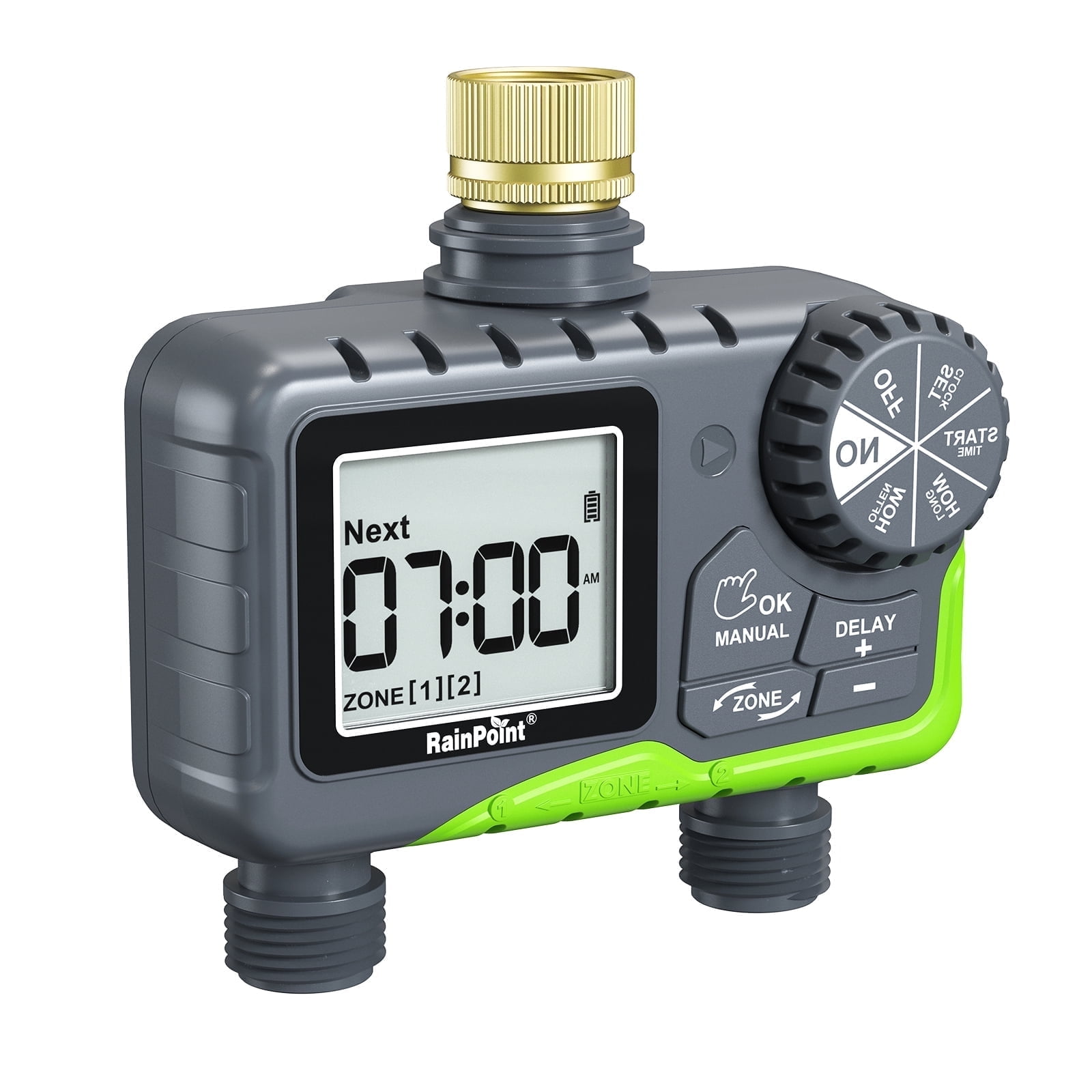 RainPoint Sprinkler Timer with Brass Inlet, 2 Zone Water Timers for ...