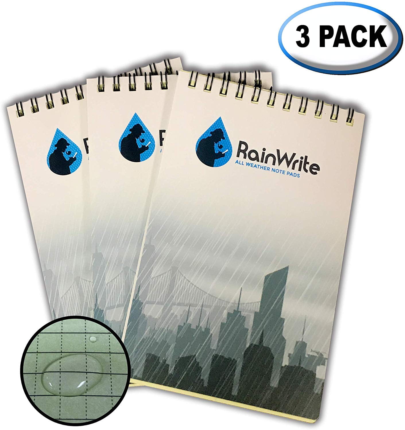 Ring Binder Depot RainWrite Waterproof Notepad, Yellow Graph Pages ...