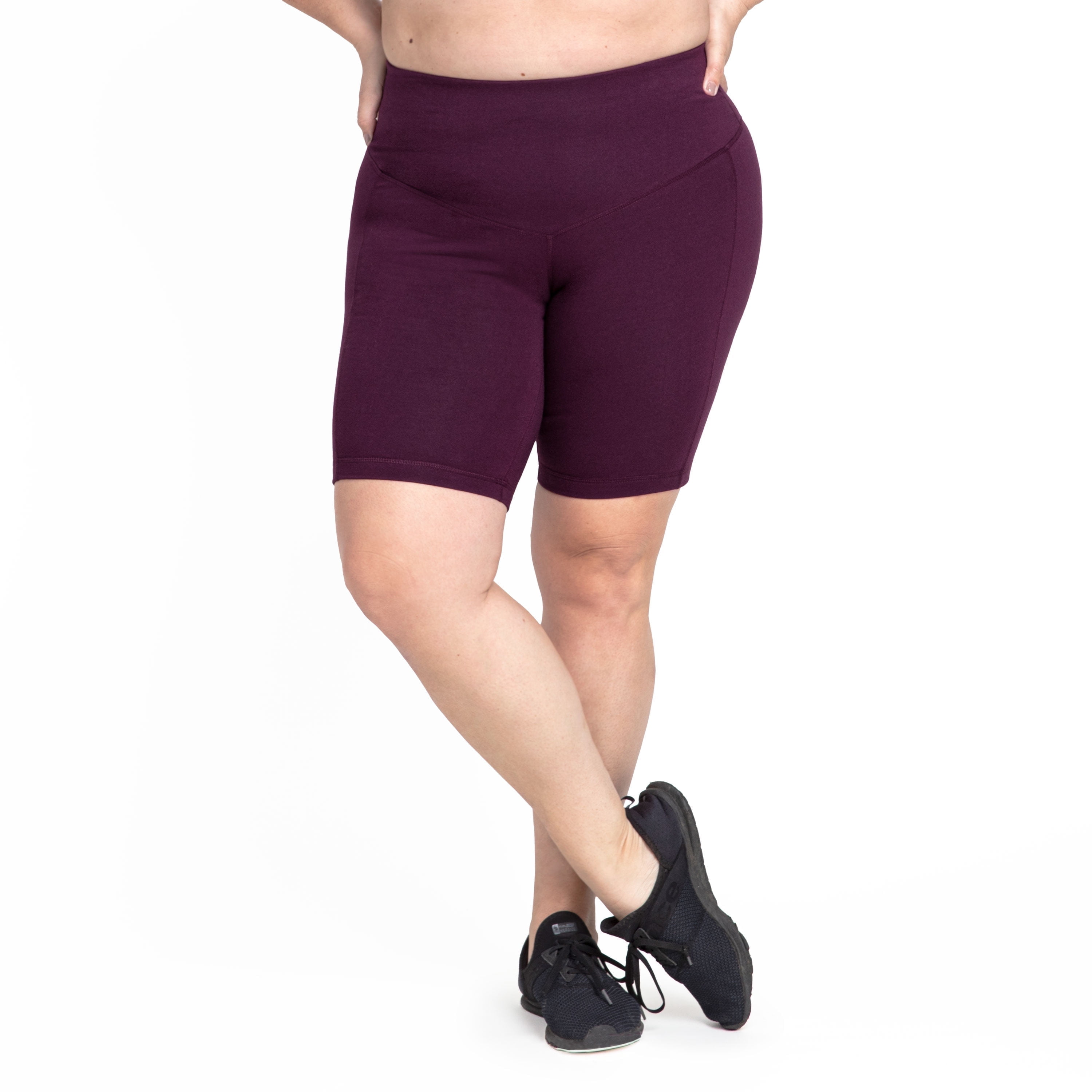 Rainbeau Curves Basic Compression Bike Short, Women's Plus Plum 18/20 ...