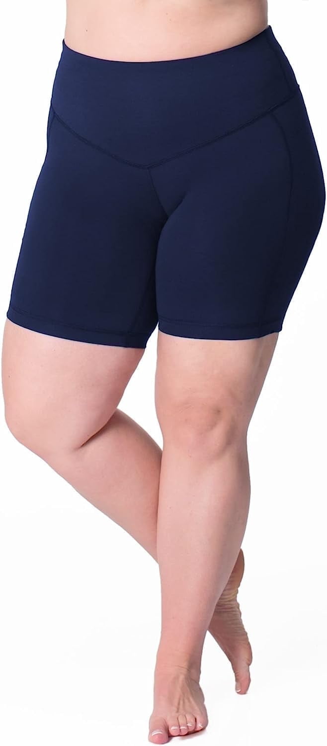 Rainbeau Curves Basic Compression Bike Short, Women's Plus Navy 18/20 ...