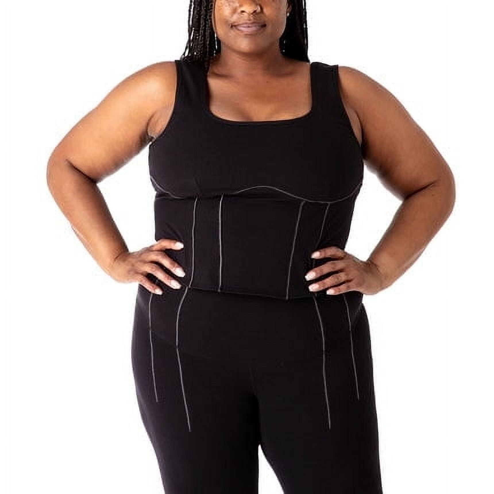 Rainbeau Curves Corset-Like Tank, Women's Plus Activewear, Black ...