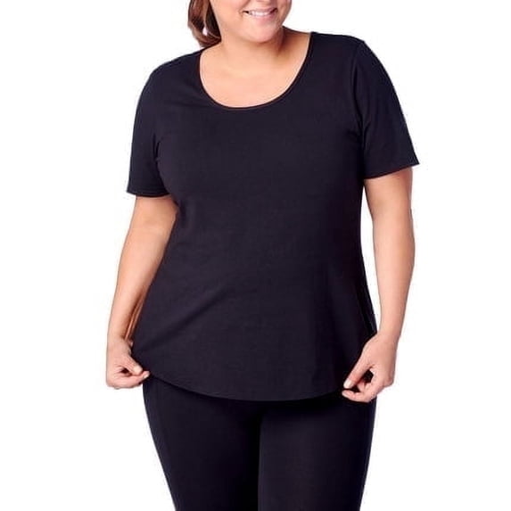Rainbeau Curves Nancy Tee Women's Plus Activewear Crew Neck, Black ...